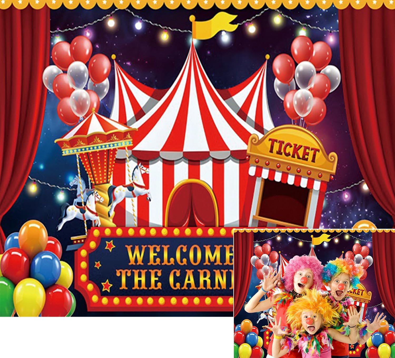 Amazon.com : Circus Carnival Backdrop Welcome to The Carnival Banner ...