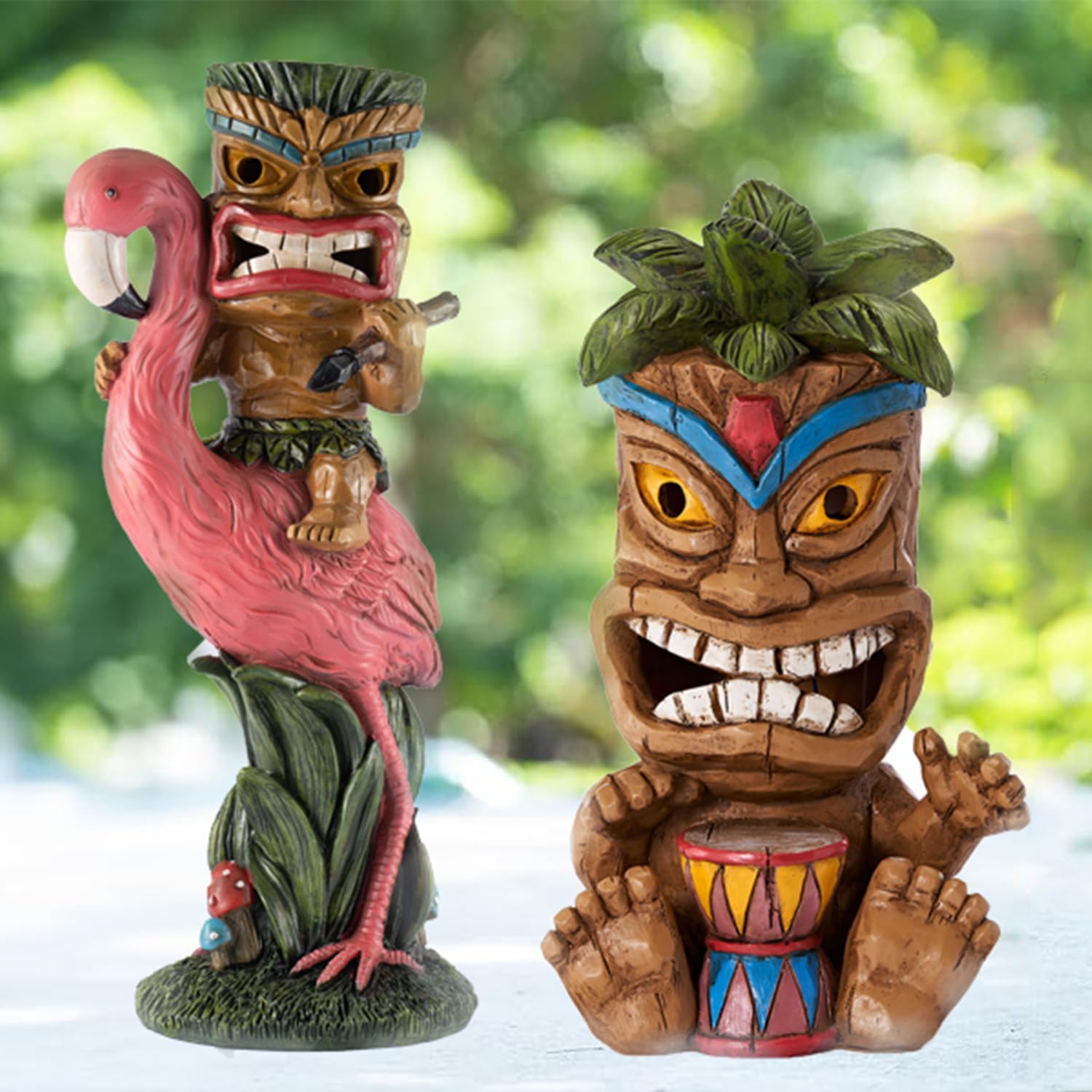 Amazon.com: Yiosax Solar Tiki Statue 2Pcs Combination-Outdoor Statues ...