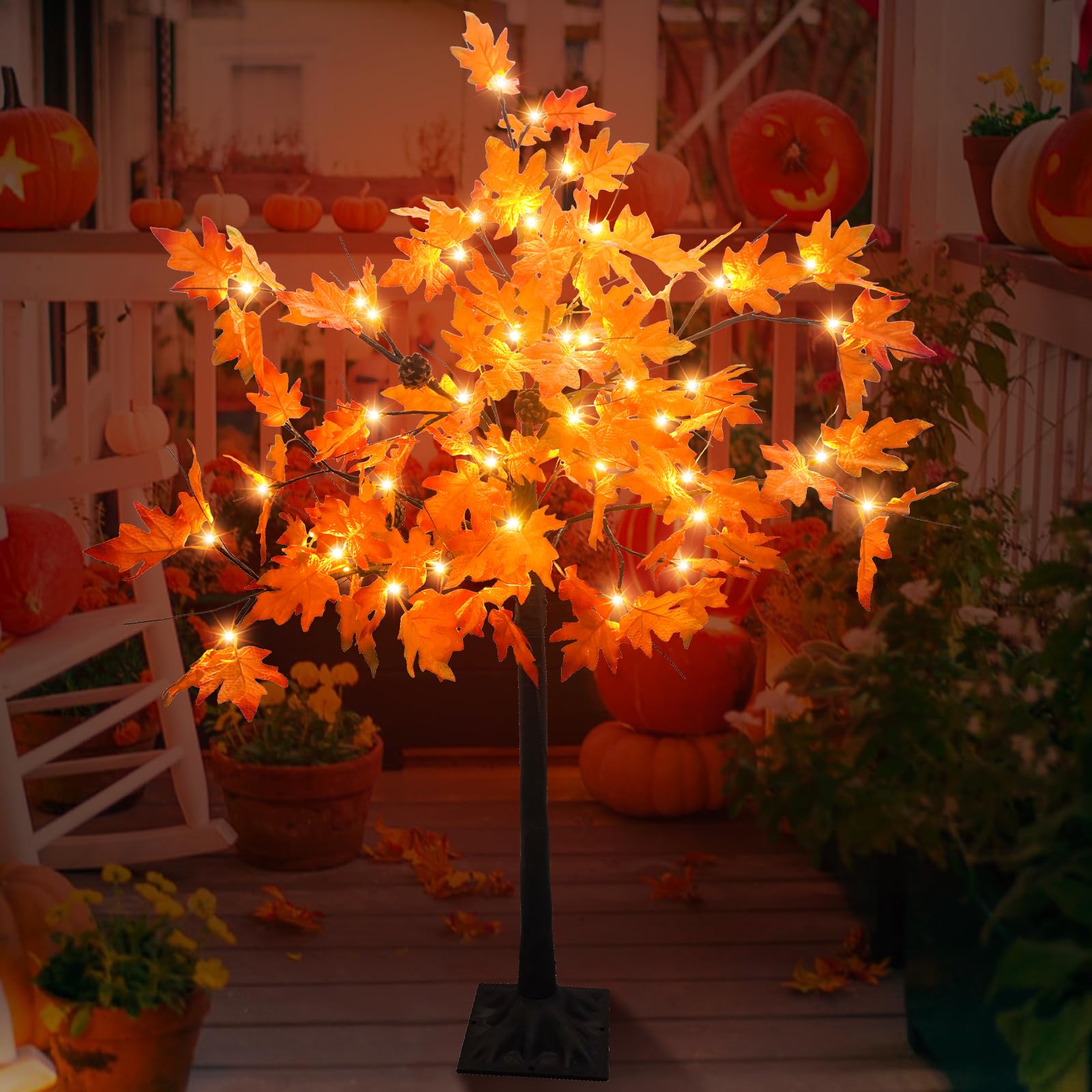 Amazon.com: Dehoxara 4FT Prelit Maple Tree Artificial Fall Tree with ...