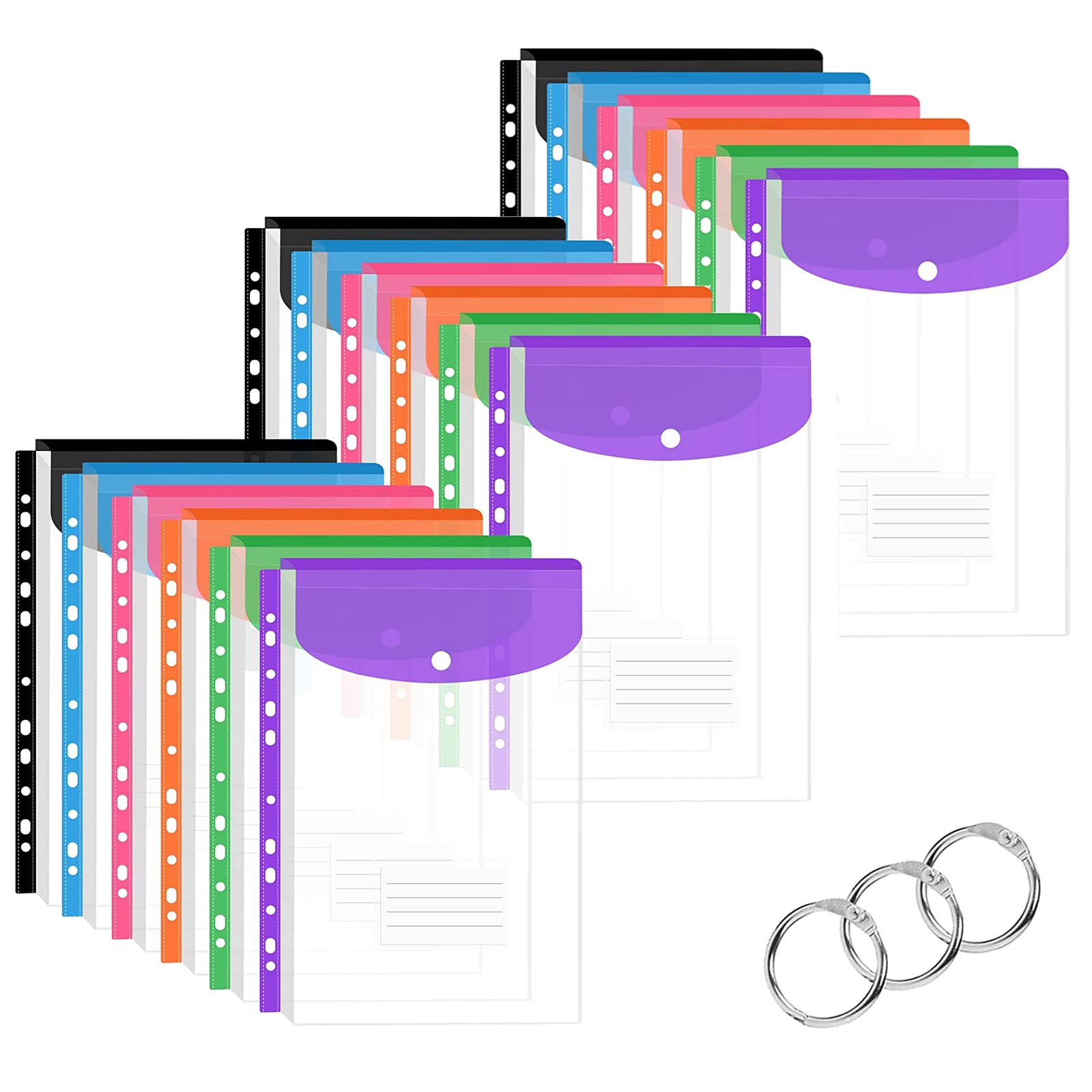 XHDA Plastic Wallets A4 Punched Pockets,18Pcs Expandable A4 Folders ...