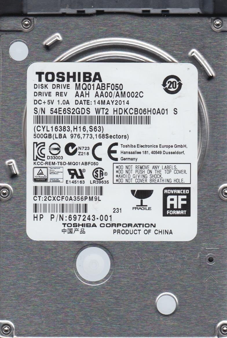 Amazon.com: MQ01ABF050, AA00/AM002C, HDKCB06H0A01 S, Toshiba 500GB SATA ...