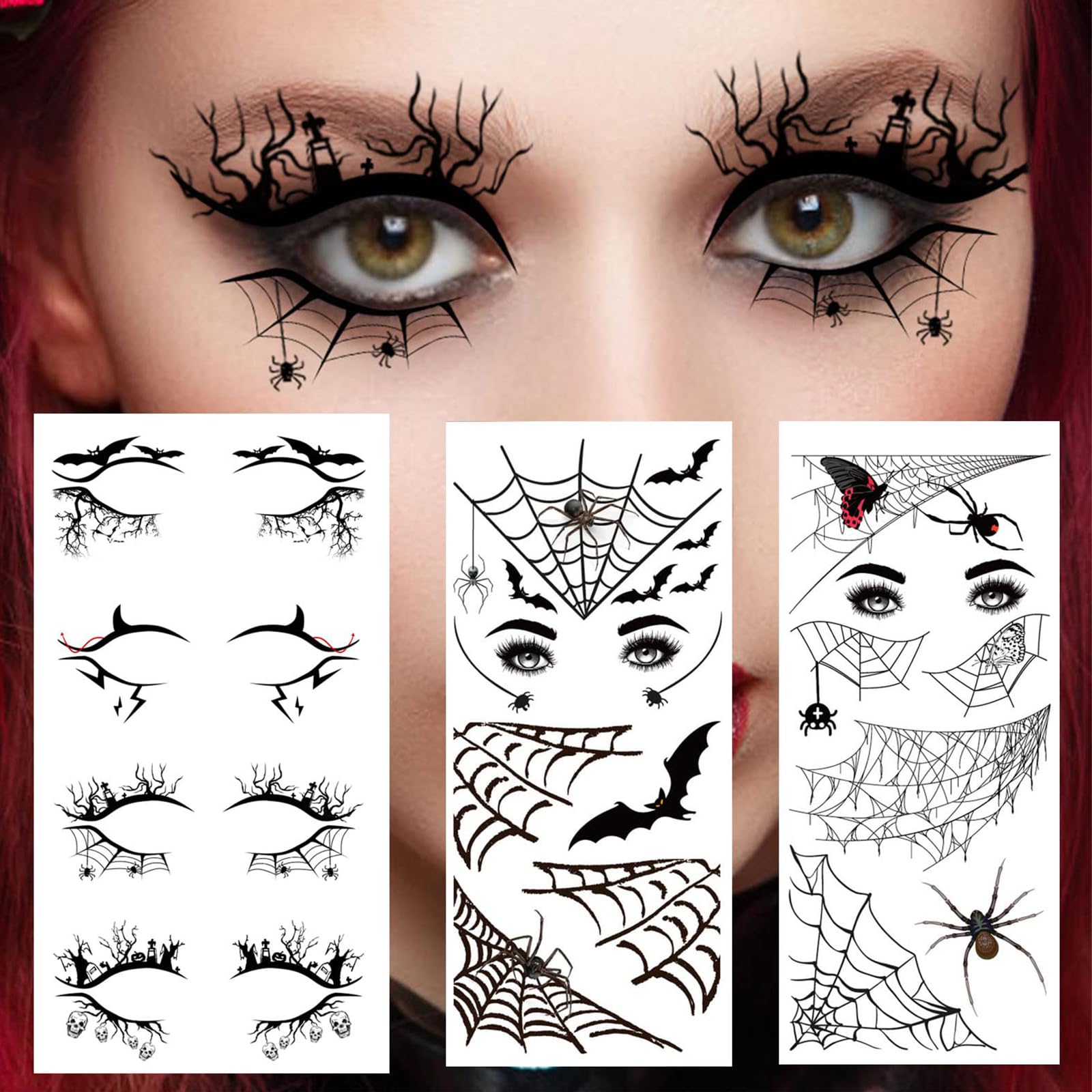Amazon.com : 4 Pairs of Halloween Eye Shadow Temporary Tattoo Stickers ...