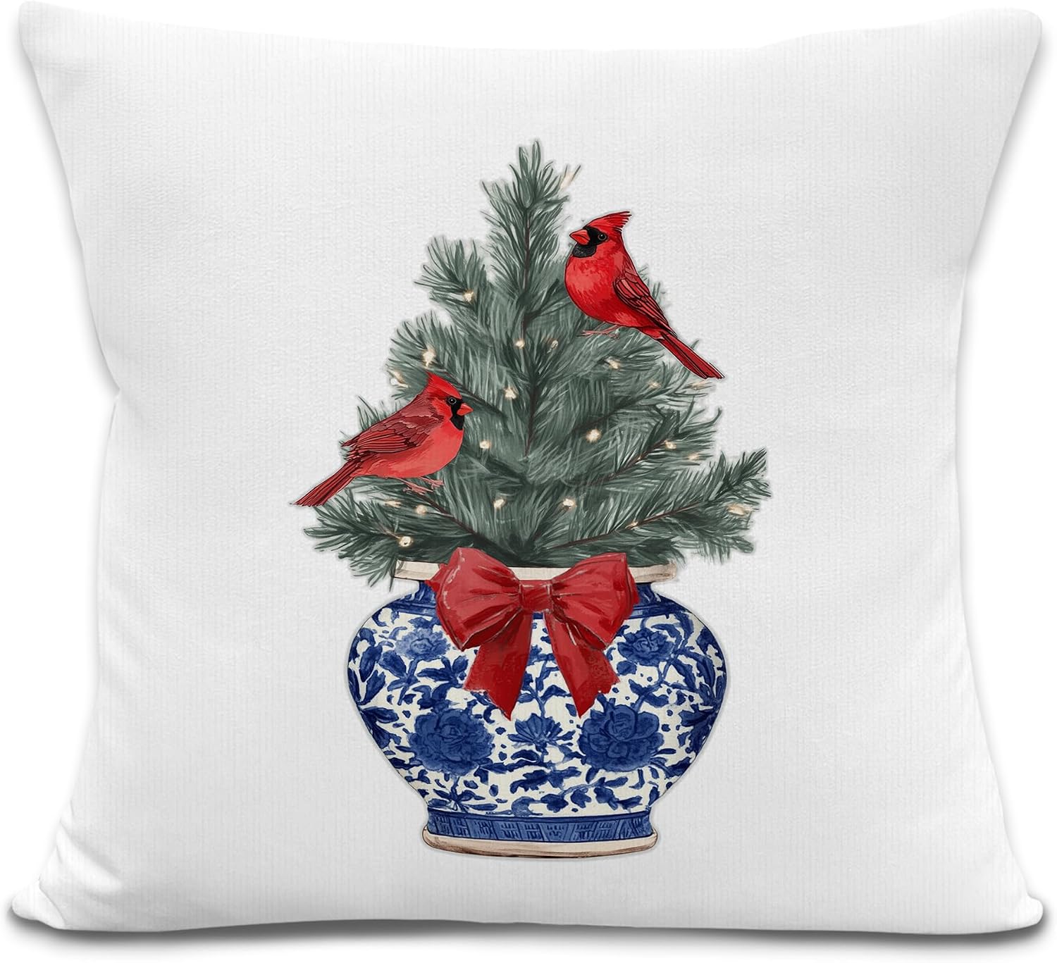 Amazon.com: LRyeisahh Chinoiserie Christmas Tree Cardinal Throw Pillow ...