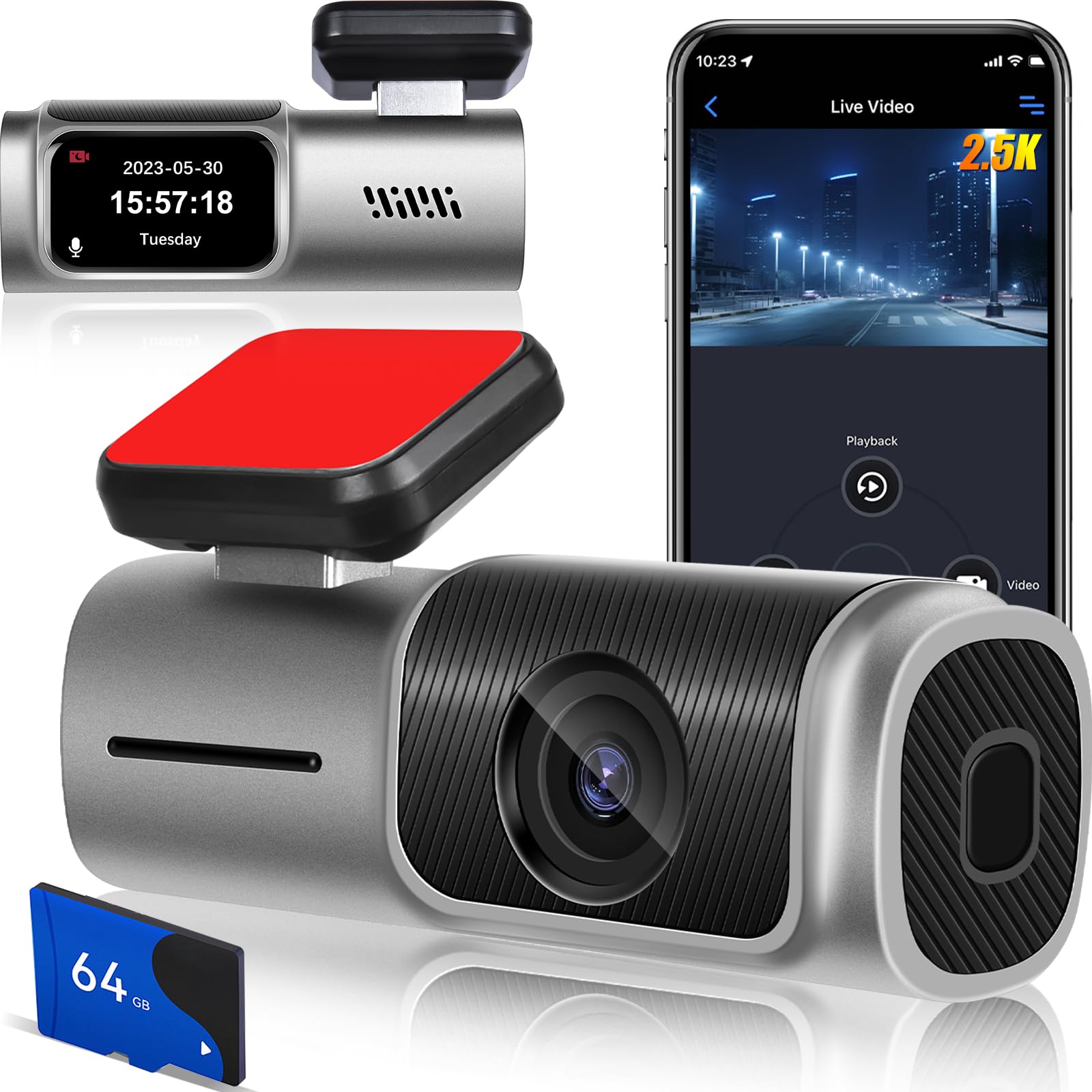 Amazon.com: 2.5K WiFi Dash Cam Front - 1.5 Inch HD IPS Screen Dash Cam ...