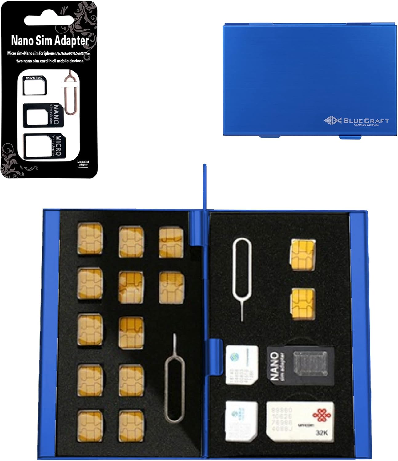Amazon.com: BLUECRAFT SIM Card Holder Case (Max. 18 Slots, 2 Stanrdard ...