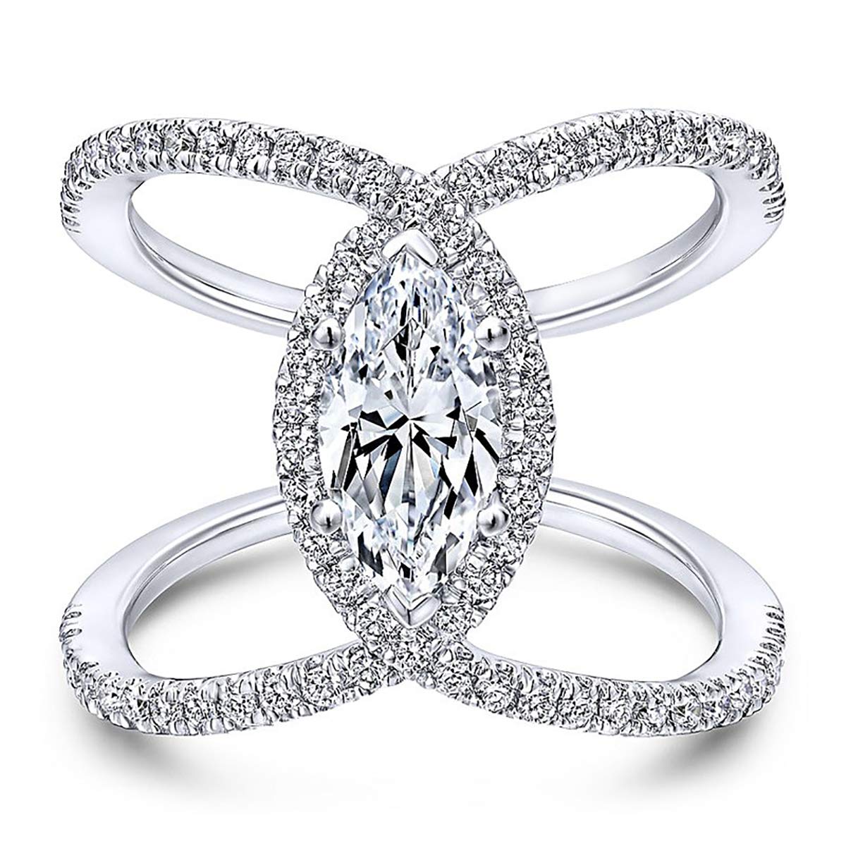Buy RUVEE Italian Design in The Eye Platinum Plated Crystal Ring for ...