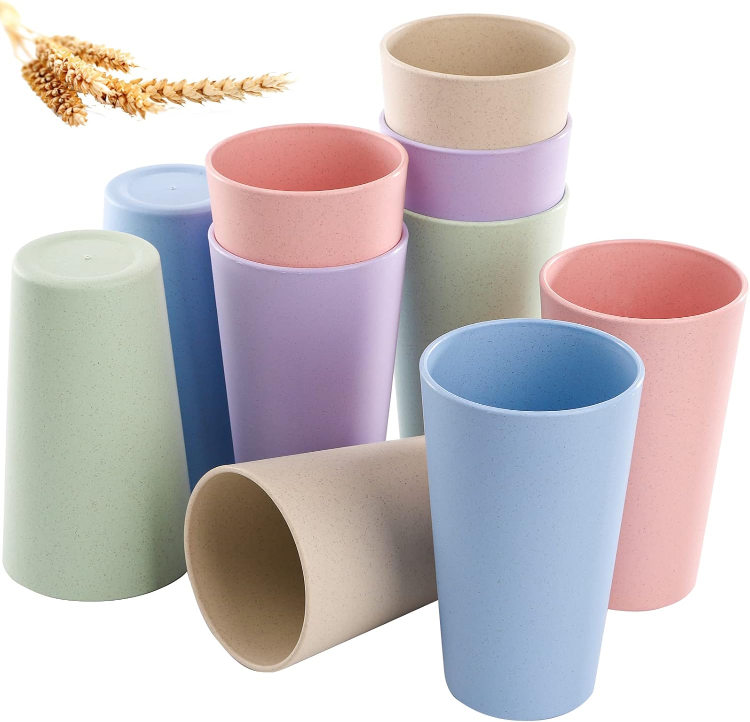 Amazon.com: WUWEOT 10 Pack Unbreakable Wheat Straw Cup, 21 OZ Reusable ...