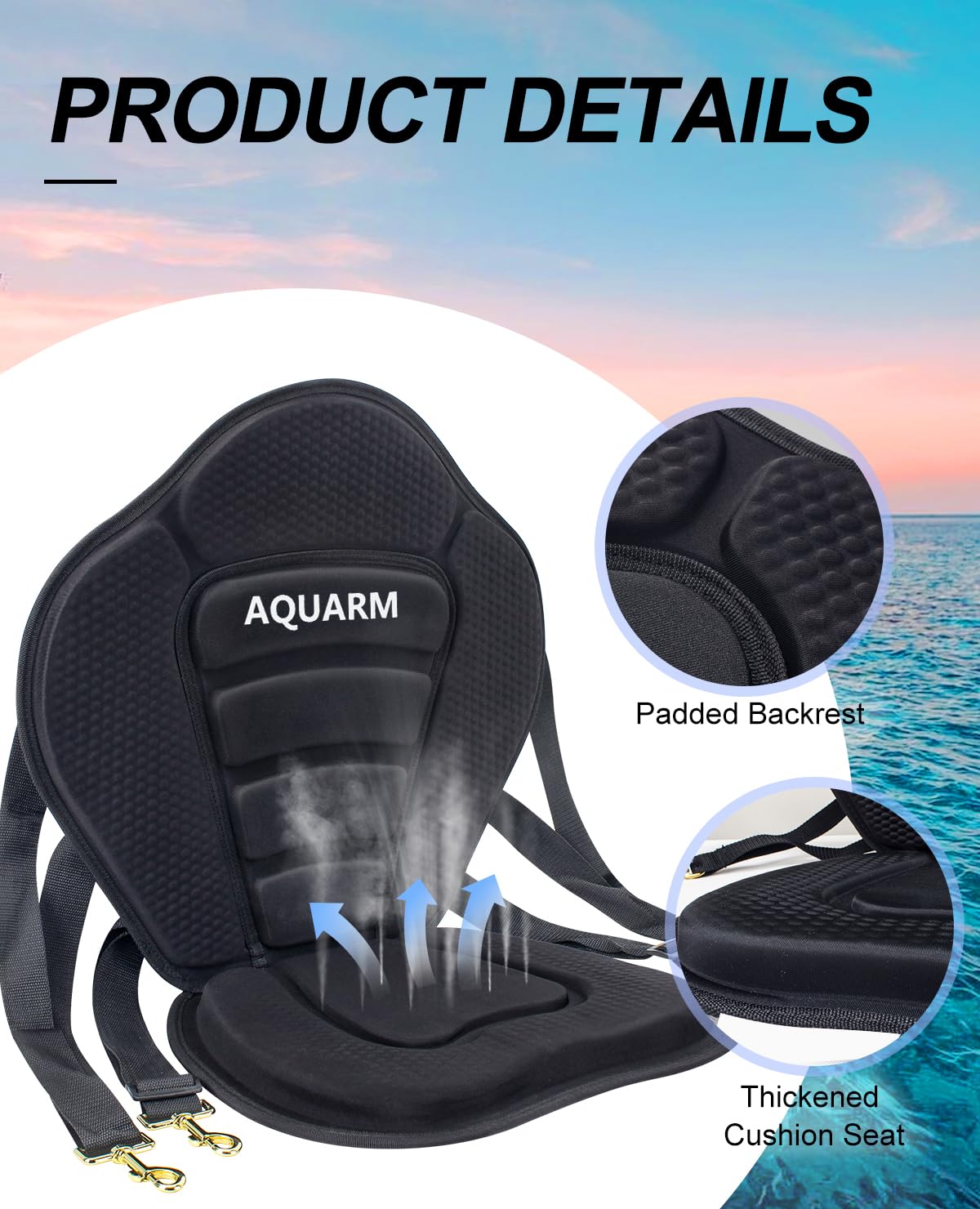 Snapklik.com : AQUARM 2 Pack Kayak Seat Deluxe Padded Canoe Seat ...