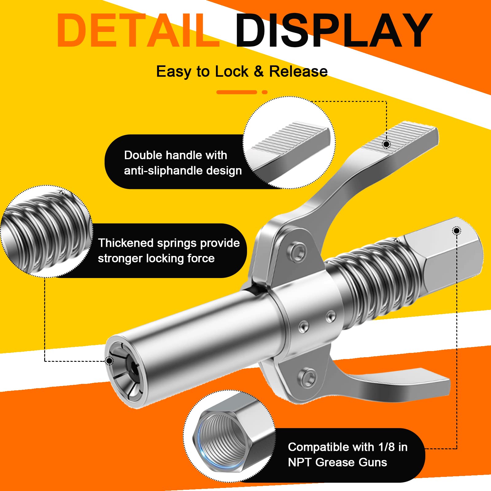Buy NICENICY Grease Coupler,Upgrade Double Handle,Quick Lock and ...