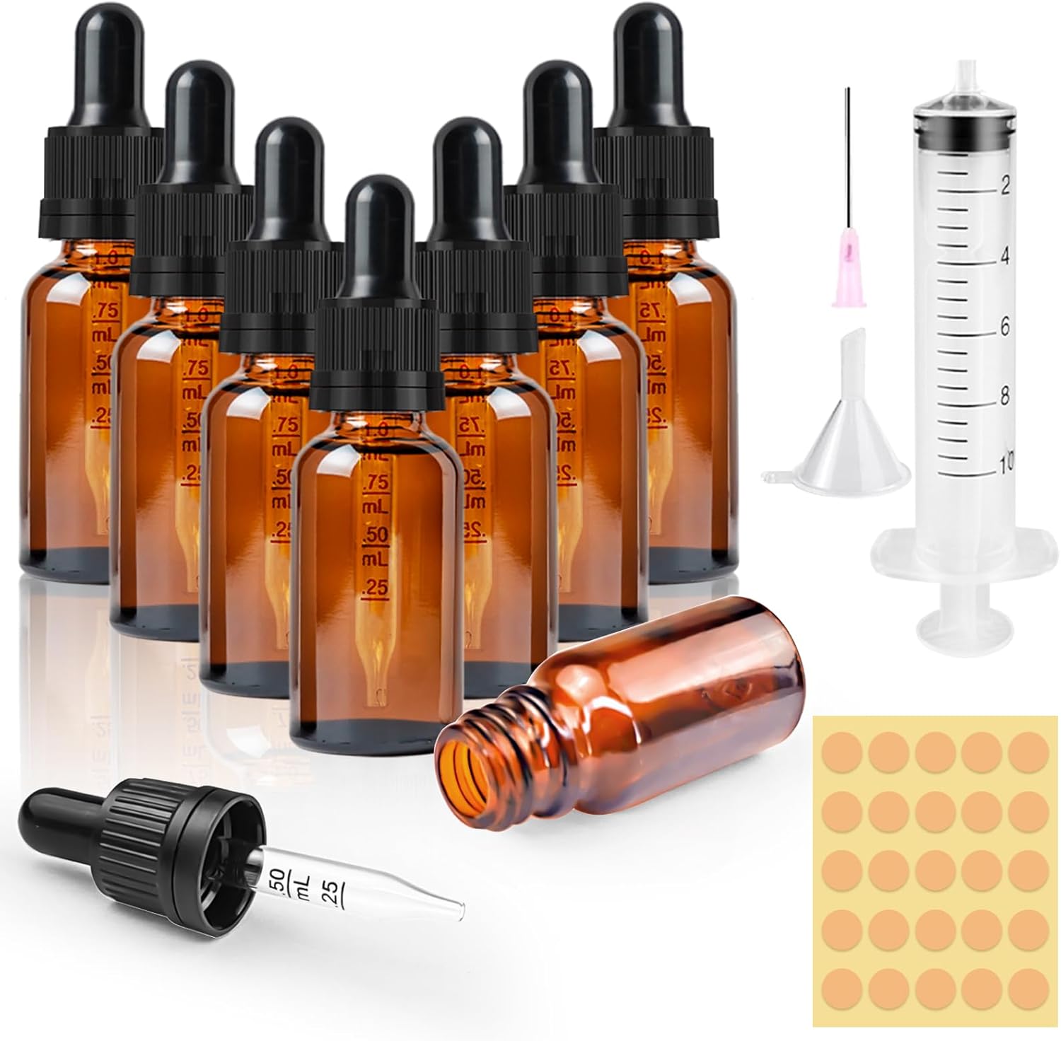 CoKeeSun 10ml Glass Dropper Bottle, 8 Pcs Brown Dropper Bottles with ...