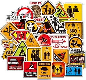 Stickers for Toolbox,Stickers for Helmet, 100 Pcs Funny Caution Warning ...