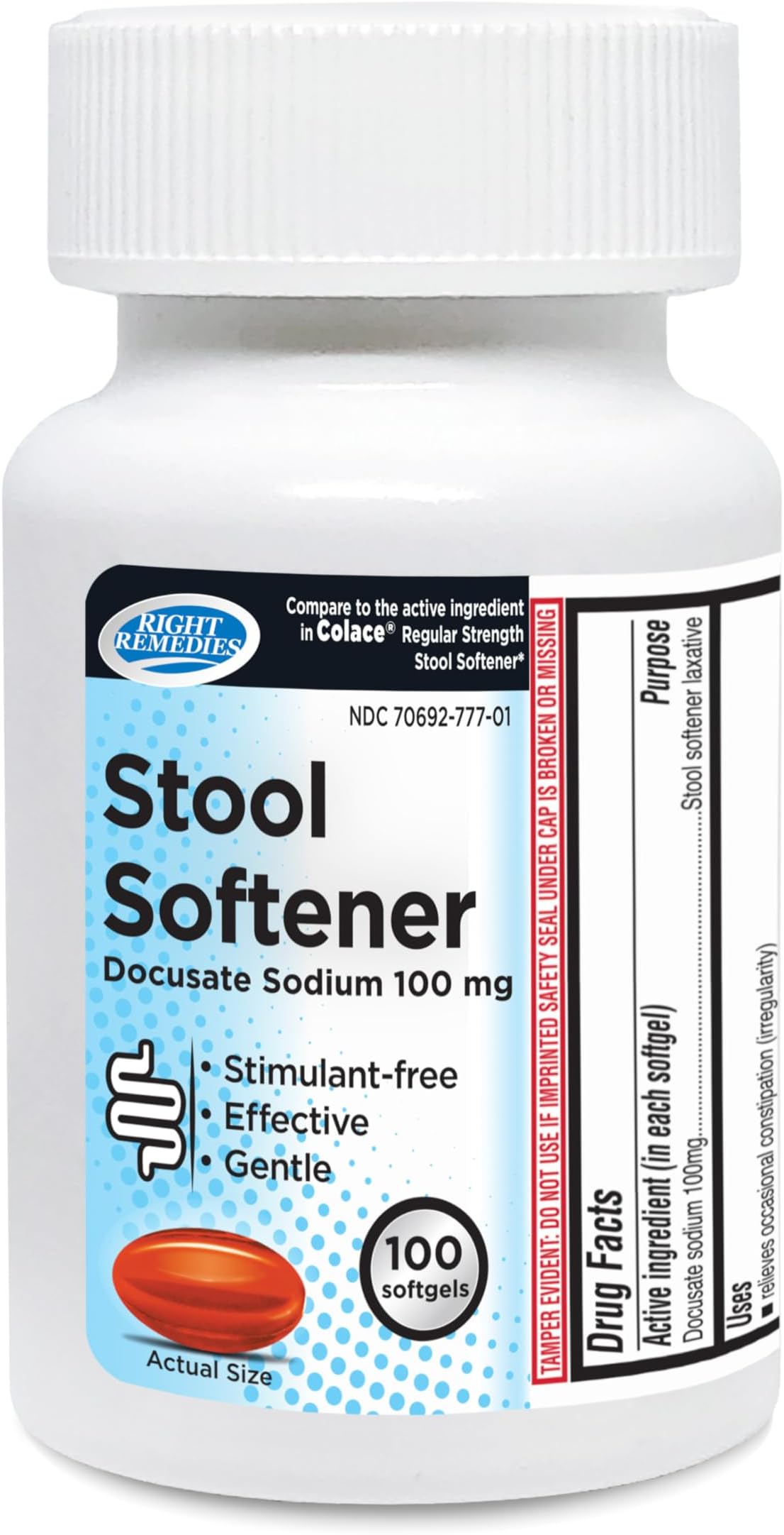 Amazon.com: RIGHT REMEDIES Stool Softener Softgels, Docusate Sodium ...