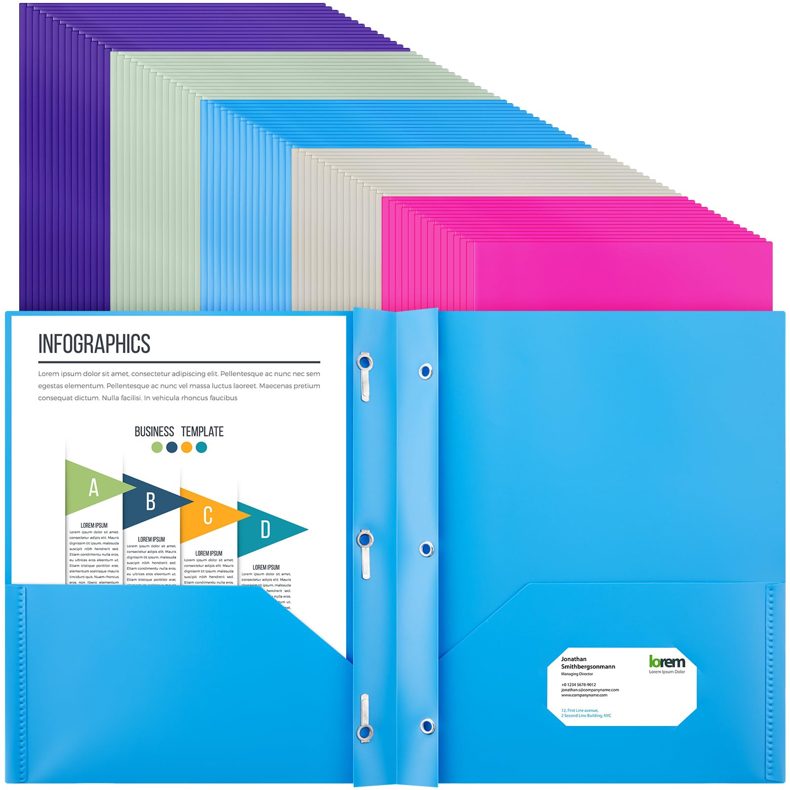 Plastic Folder Cholemy 72 Packs Pocket Heavy Barbados Folders With Prongs