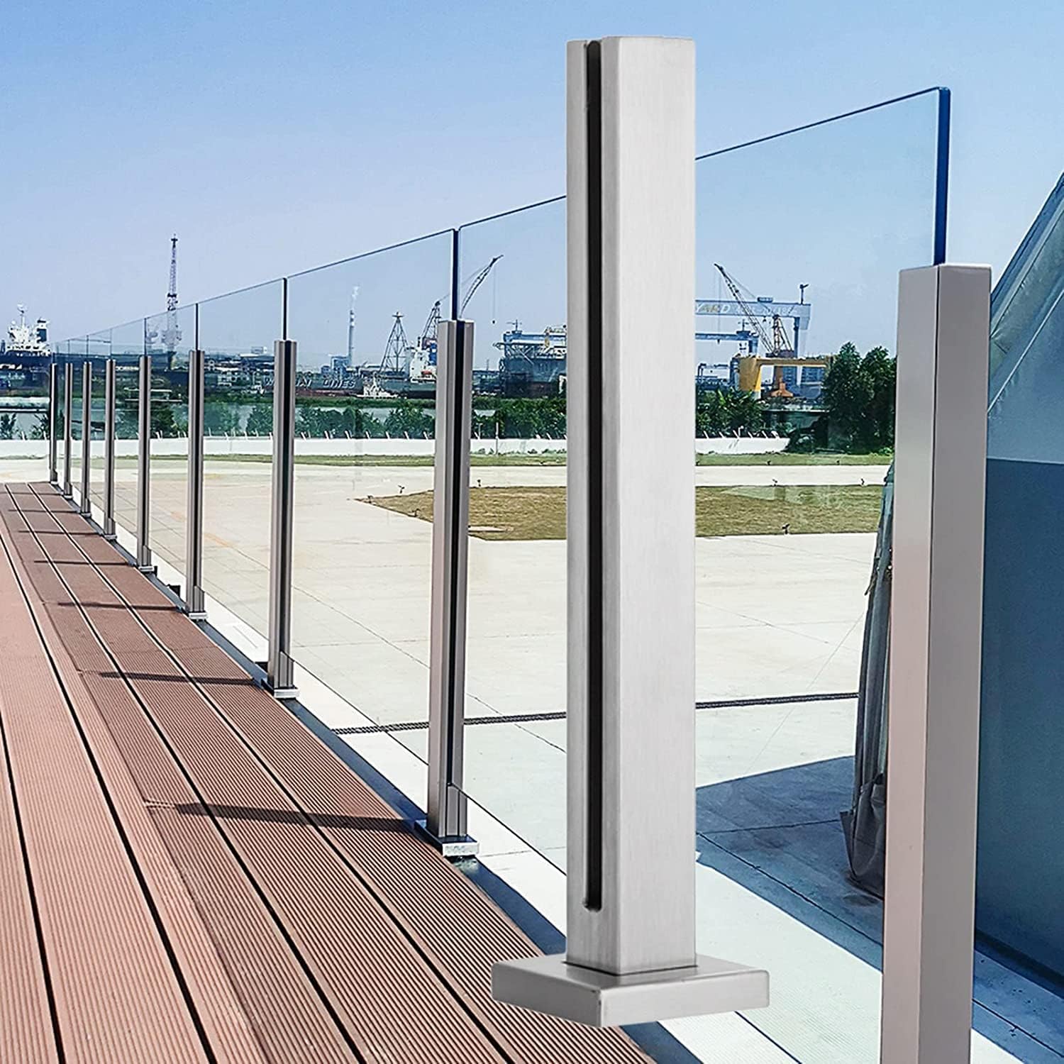 Deck Railing Post System, Silver Balcony Railing Post for Glass/Plastic ...