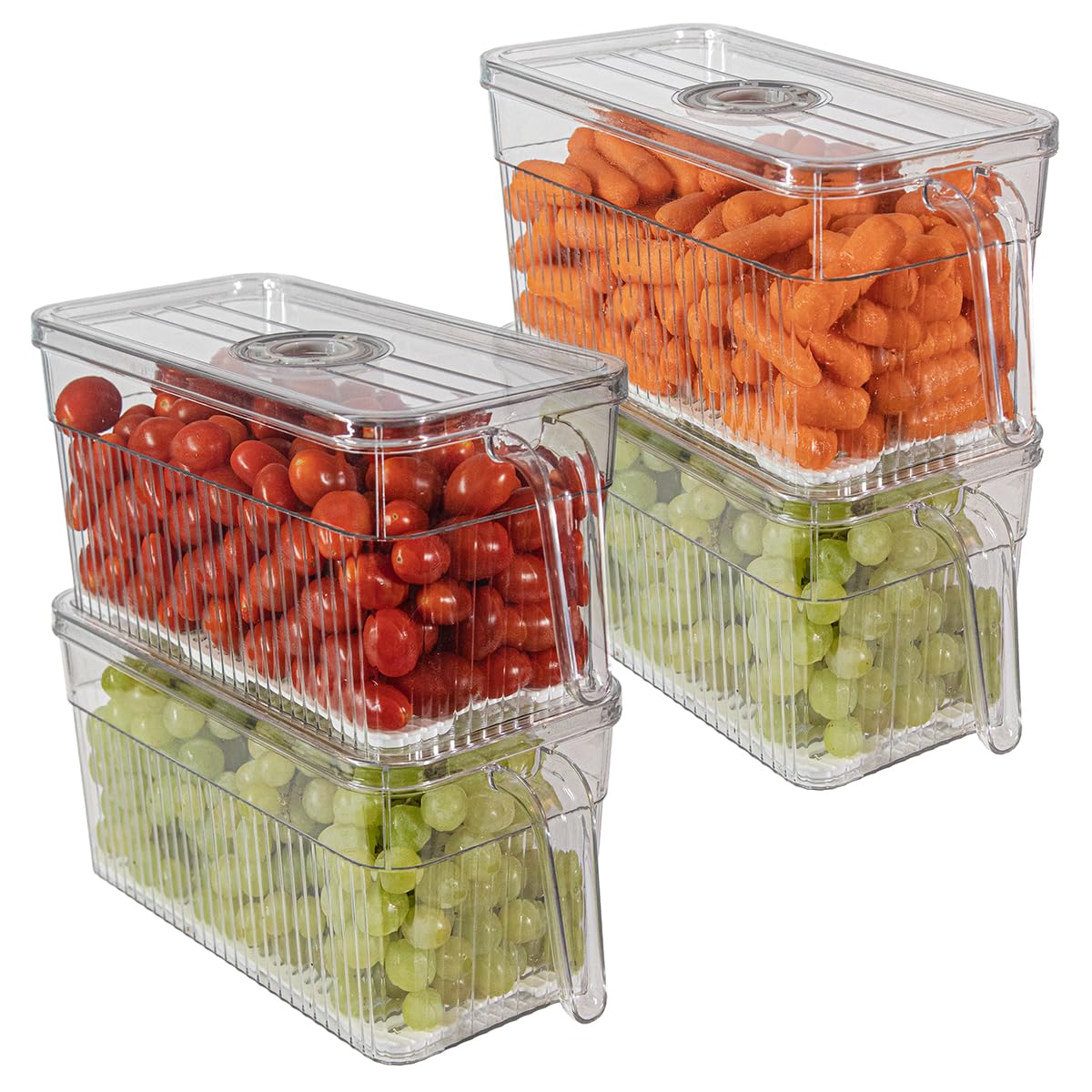 Amazon.com: Four Pack Fridge Organizer Bins - Set of Four Stackable ...