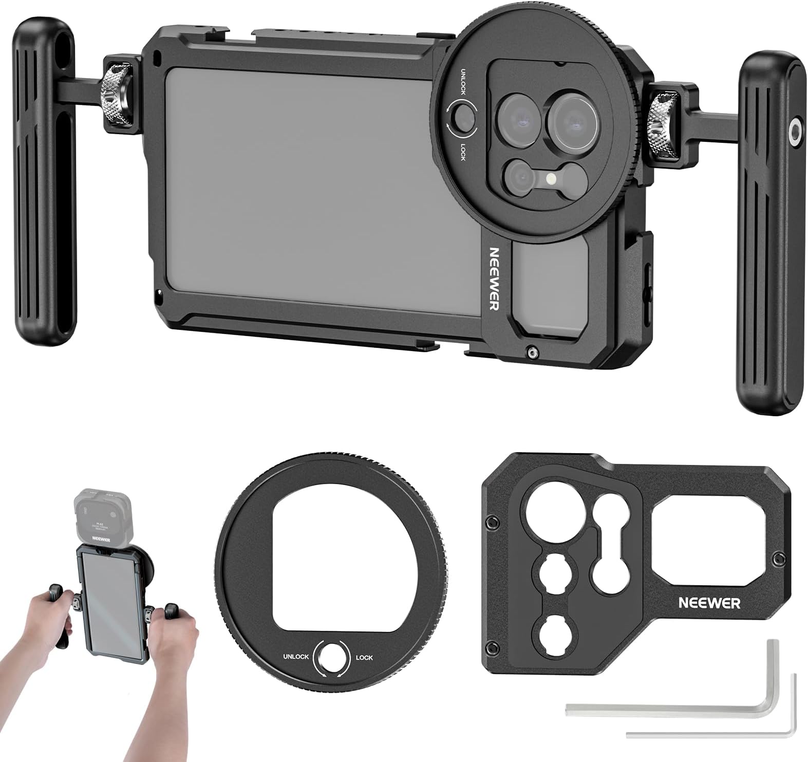 Amazon.com: Neewer S24 Ultra Phone Cage with 67mm Filter Adapter, 17mm ...