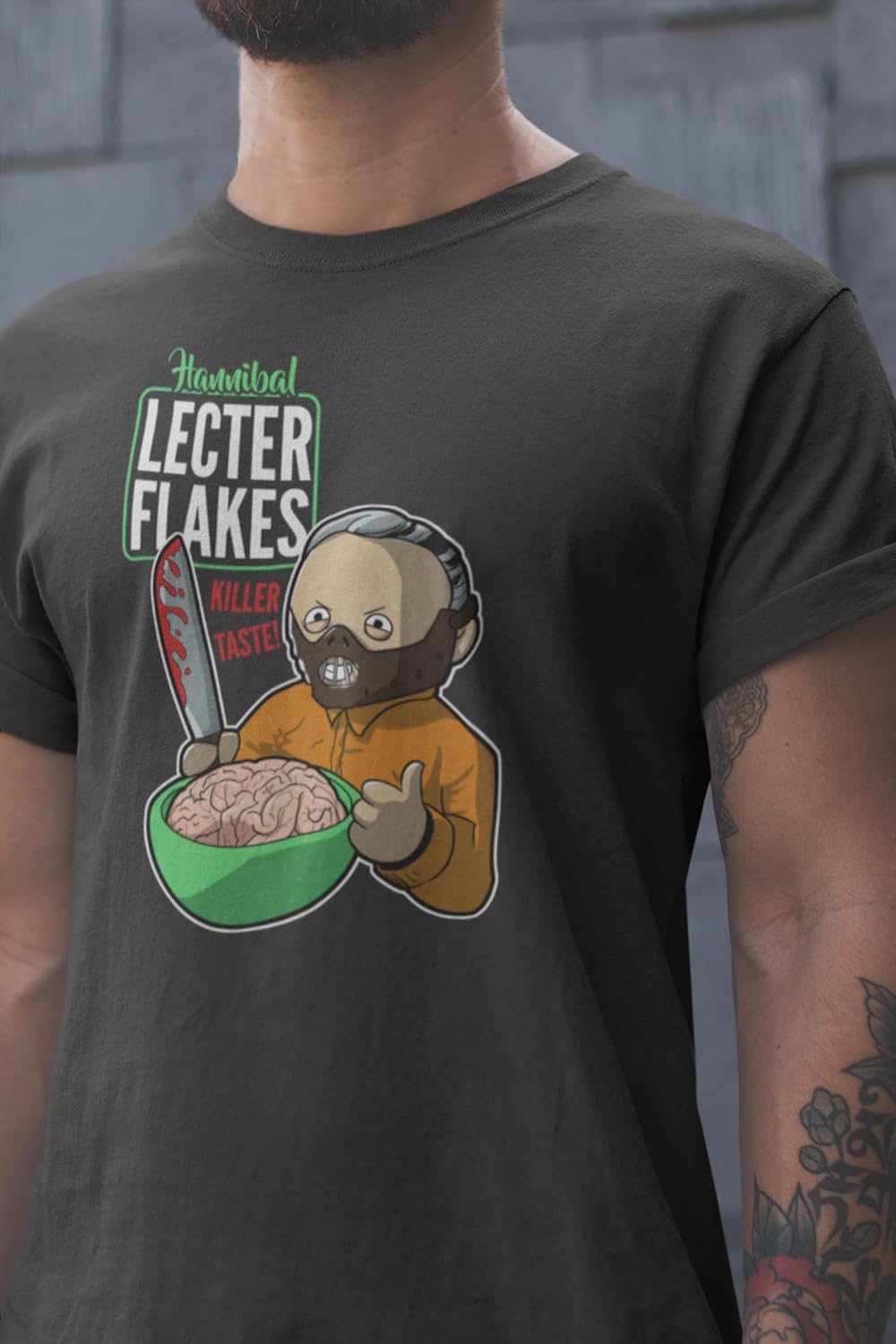 Funny Hannibal Lecter Flakes – Killer Taste Cereal T-Shirt for Men ...