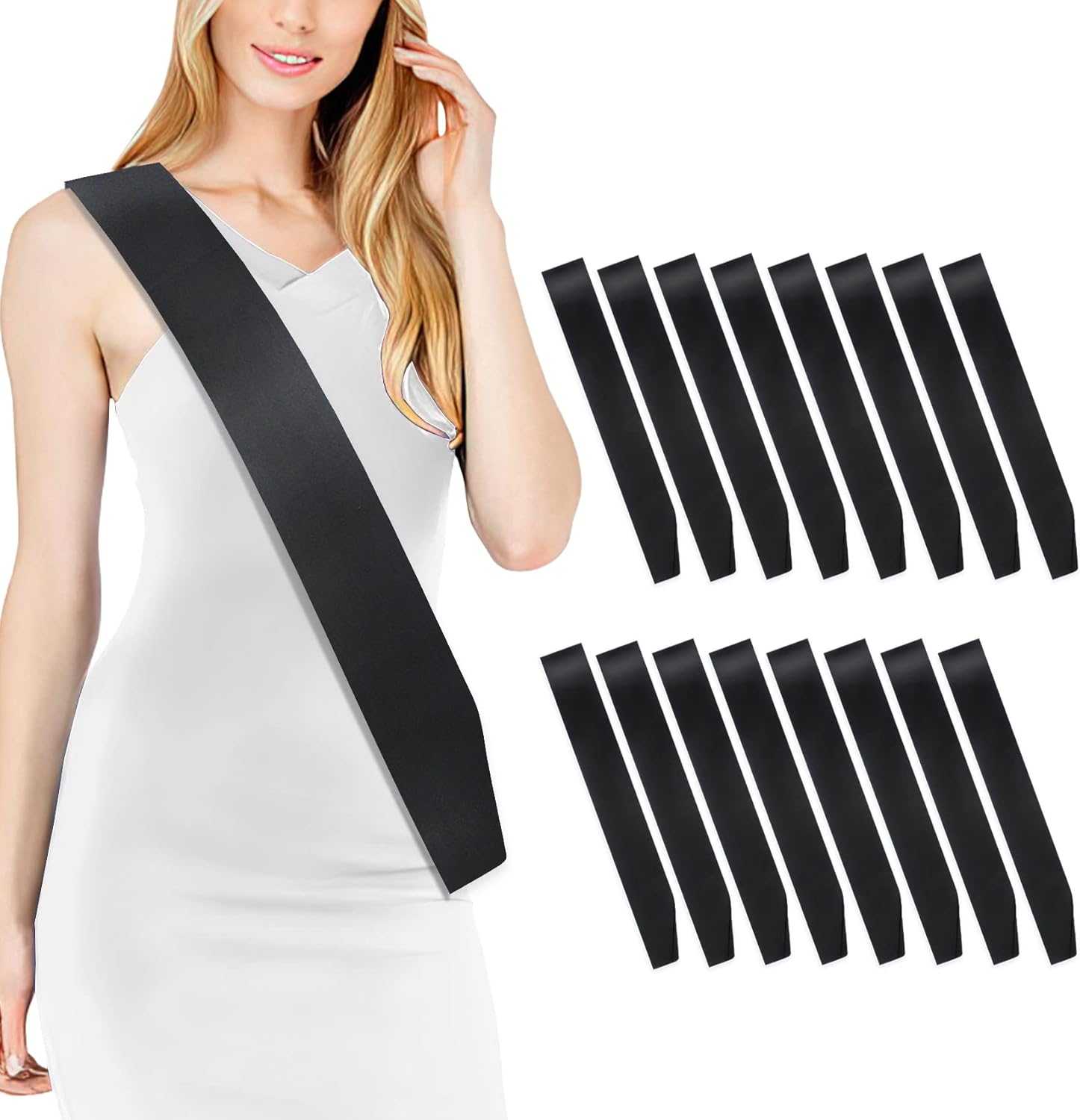 Amazon.com: 16 Pcs Sash Blank Satin Sash Black Sash Party, Bride To Be ...