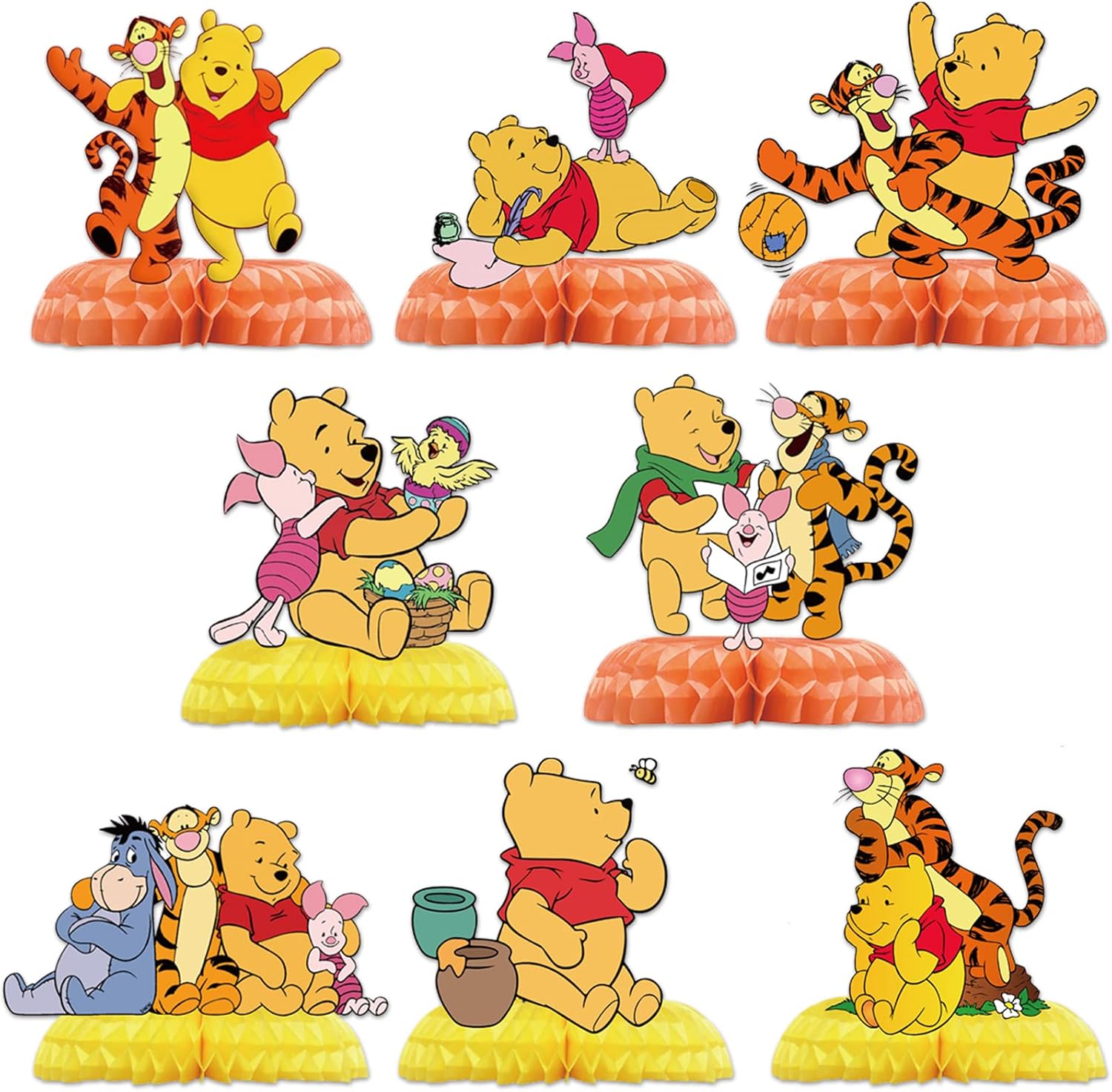 Amazon.com: 8Pcs Birthday Decorations,Bear Theme Honeycomb Centerpieces ...