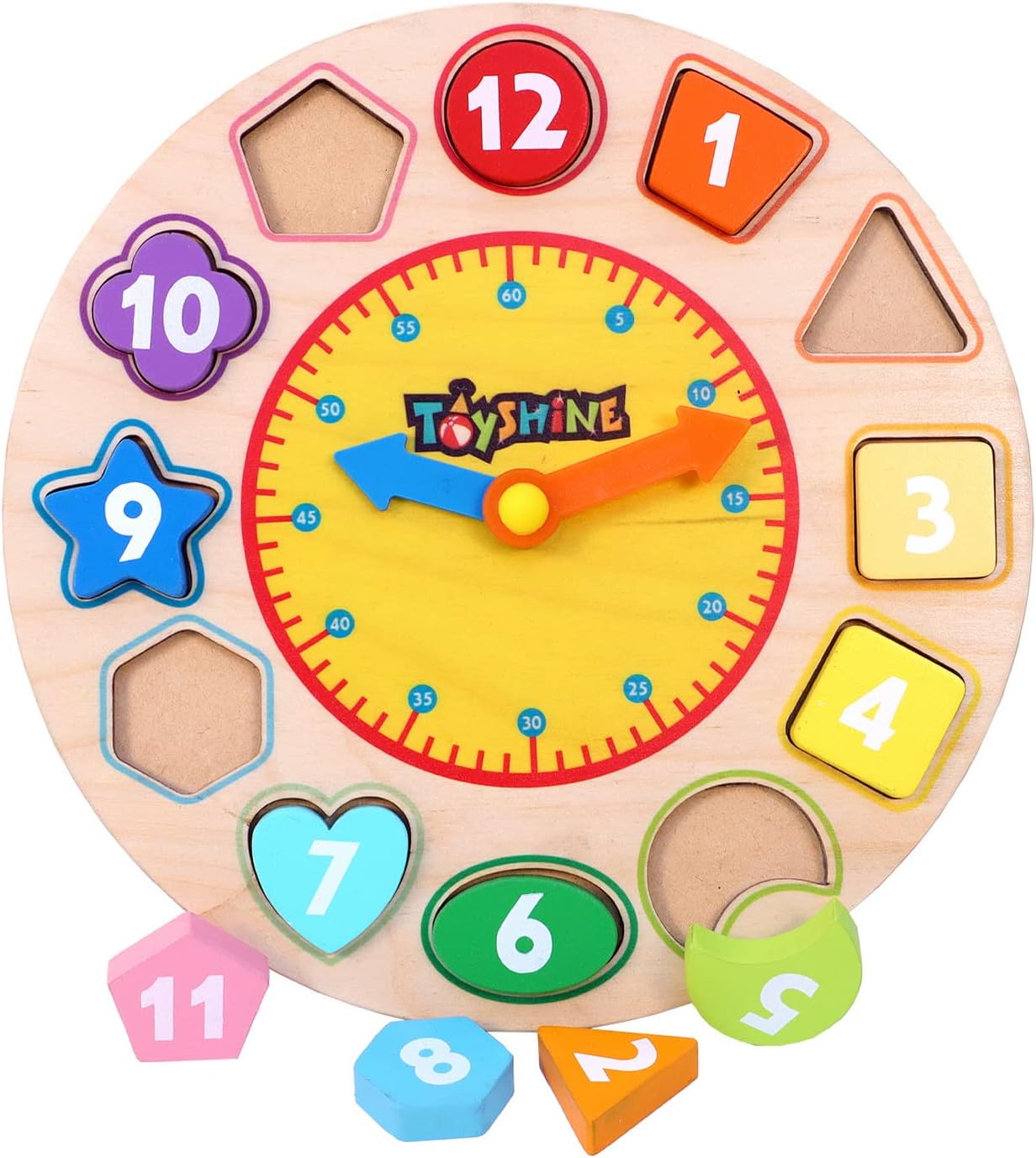 Buy Toyshine Wooden Premium Learning Clock, Educational Digital Analog ...