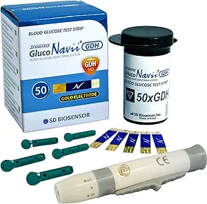GlucoNavii Blood Glucose 50 Test Strips + Lancing Device + 50 28g ...