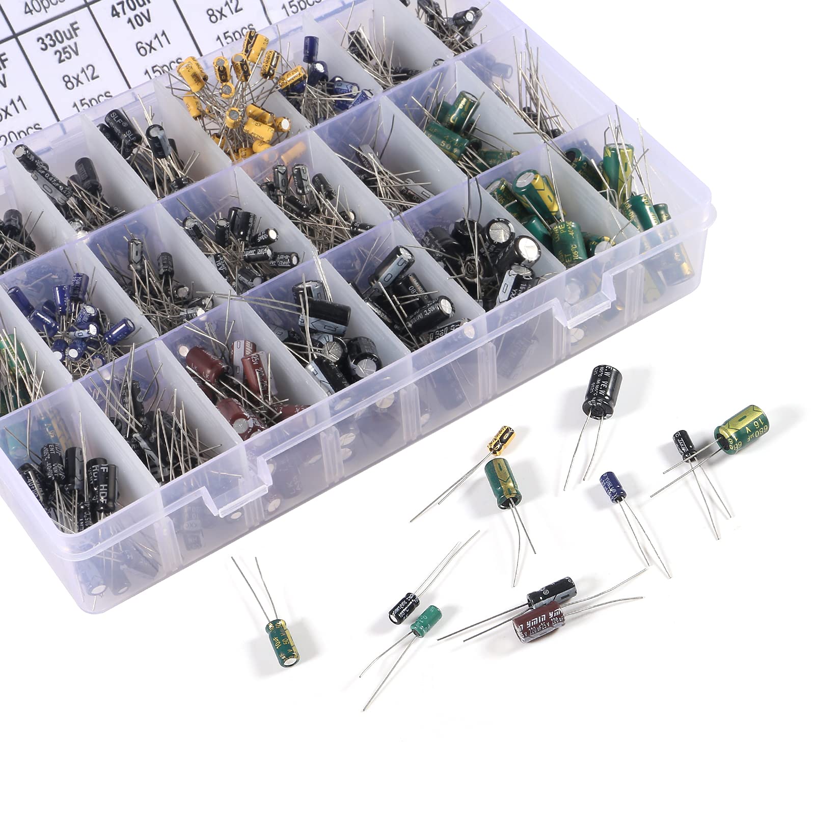 Snapklik.com : AEDIKO 24Value 630pcs Aluminum Electrolytic Capacitor ...