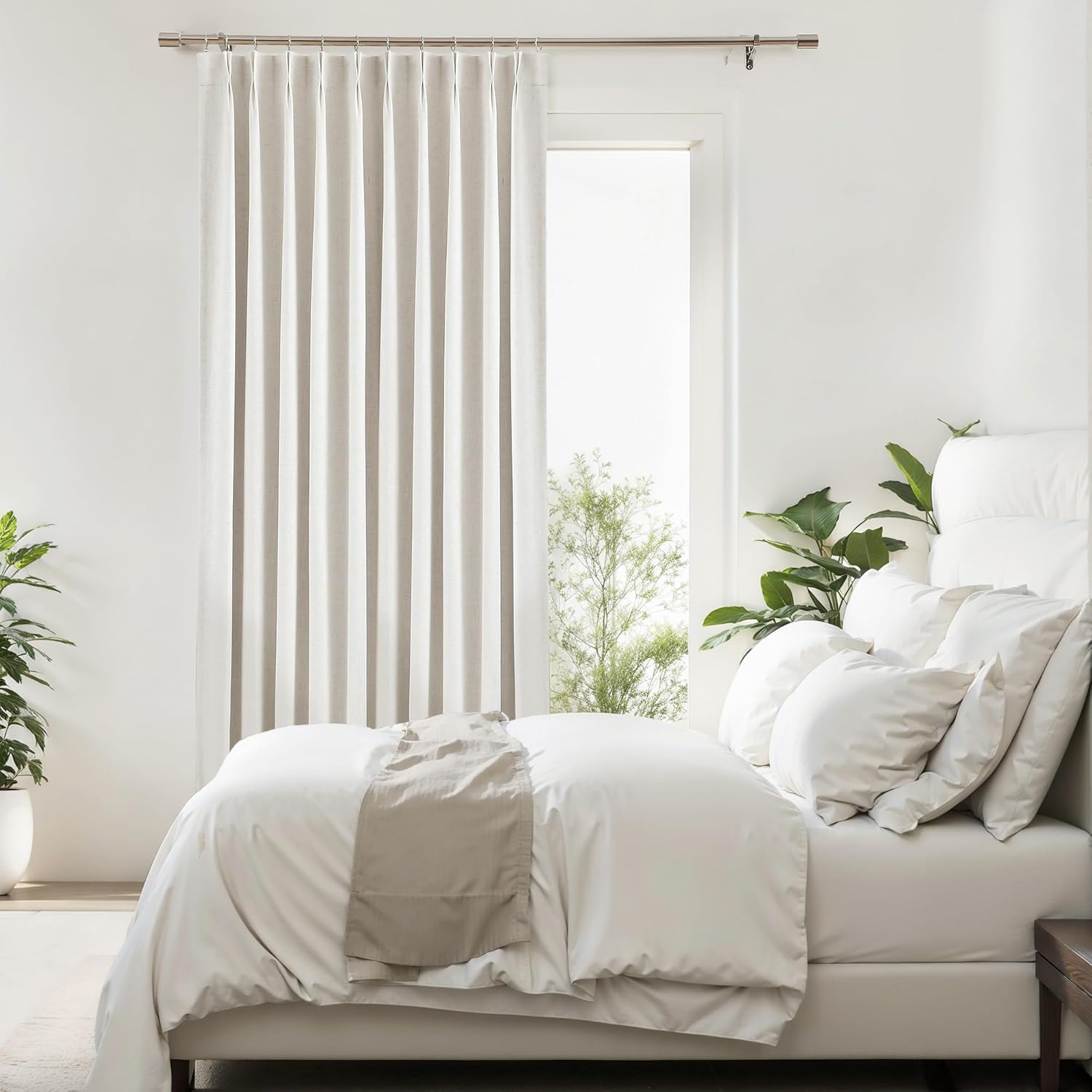 Amazon.com: Pinch Pleat Full Blackout Curtain Panel Linen Texture ...