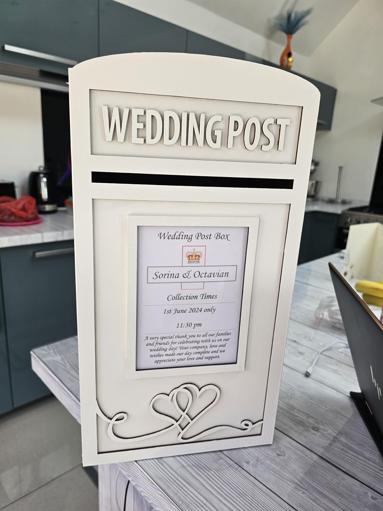 Personalised White Wedding Card Post Box Inc Padlock & Keys Locking ...