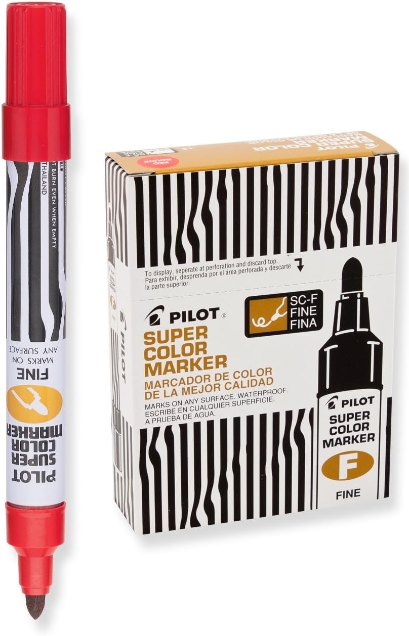 Amazon.com : Pilot Super Color Refillable Permanent Markers, Red Ink ...
