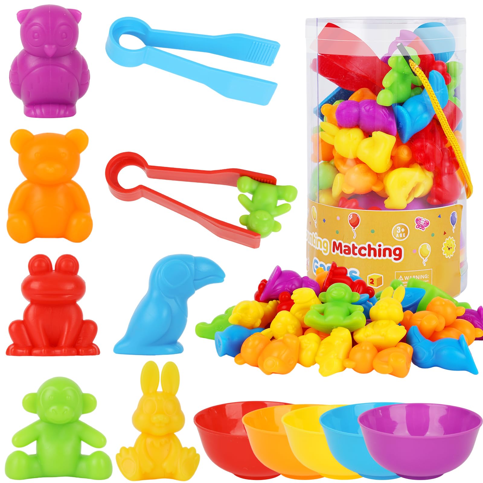 Amazon.com: MCPINKY 43PCS Counting Animals Matching Games for Toddlers ...