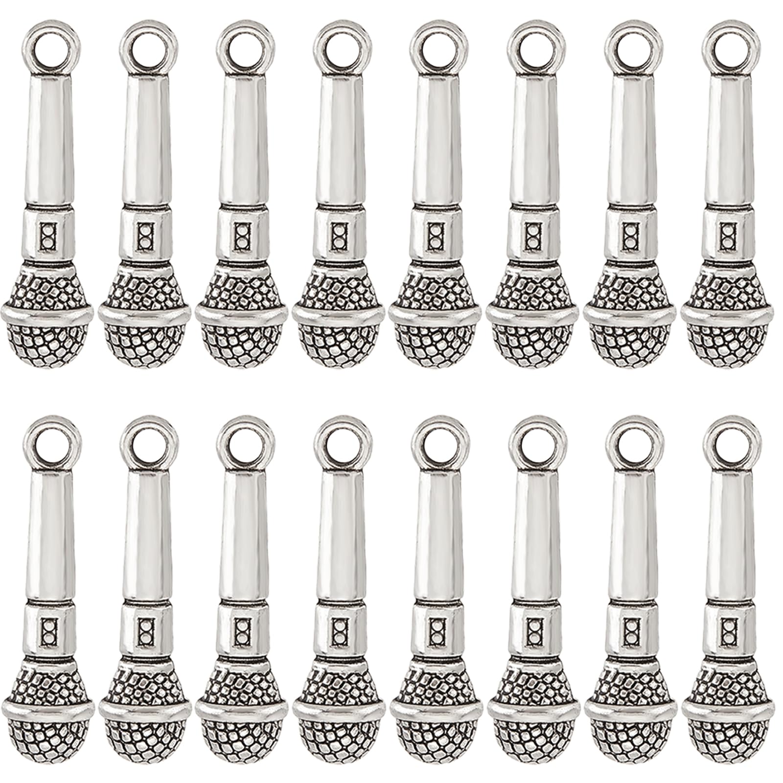 SUNNYCLUE 1 Box 60Pcs Microphone Charms Bulk Music Charm Tibetan Style ...