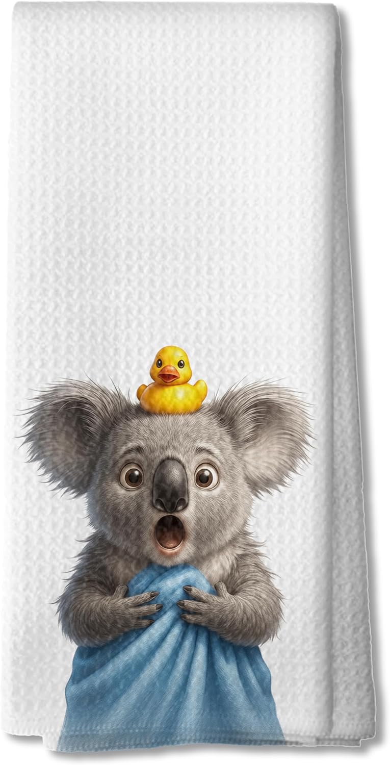 Amazon.com: DOFQZ Funny Koala Rubber Duck Hand Towel for Bathroom ...