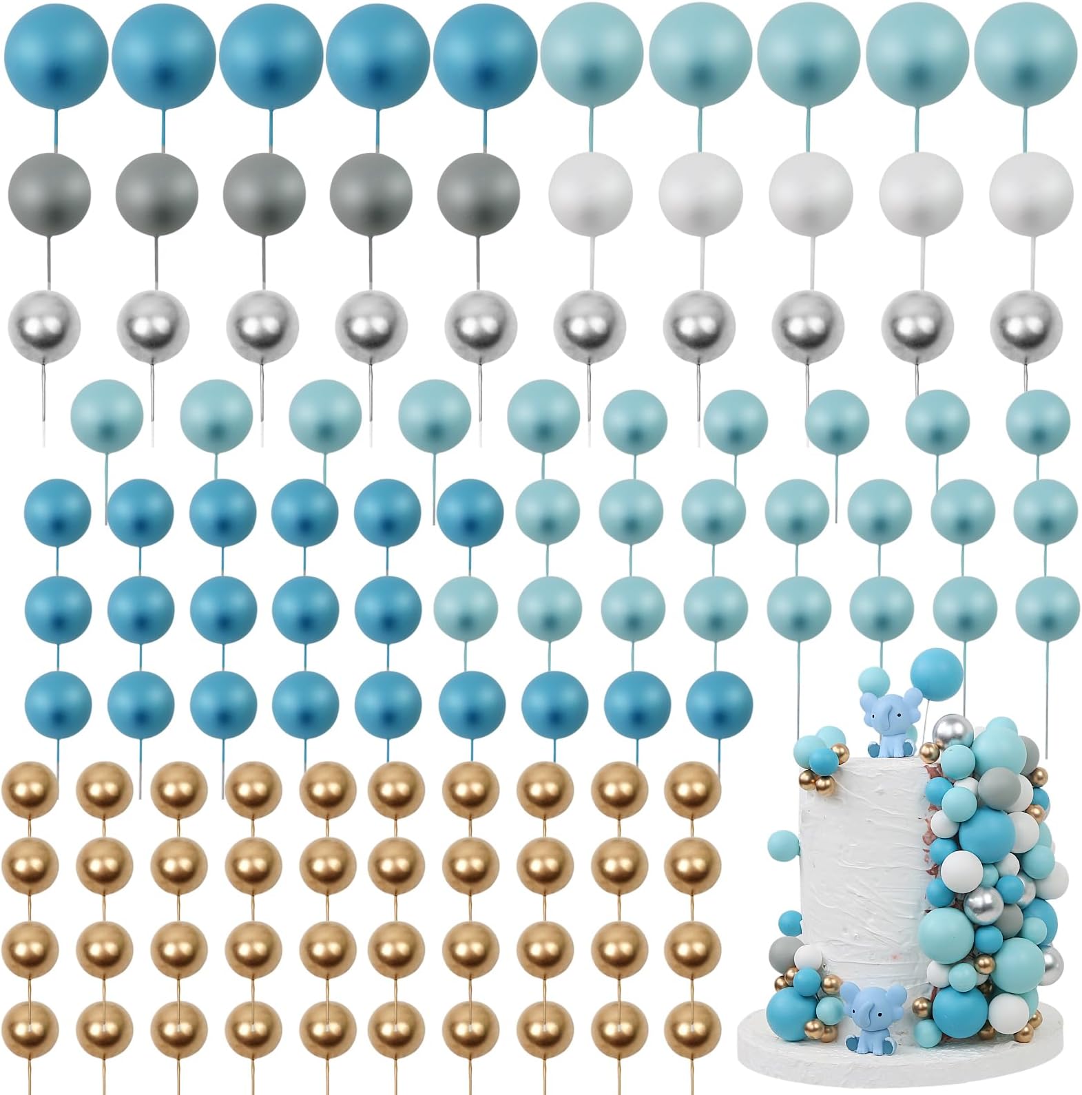 Amazon.com: Acmee 115 PCS Ball Cake Toppers - Mini Balloon Cake ...