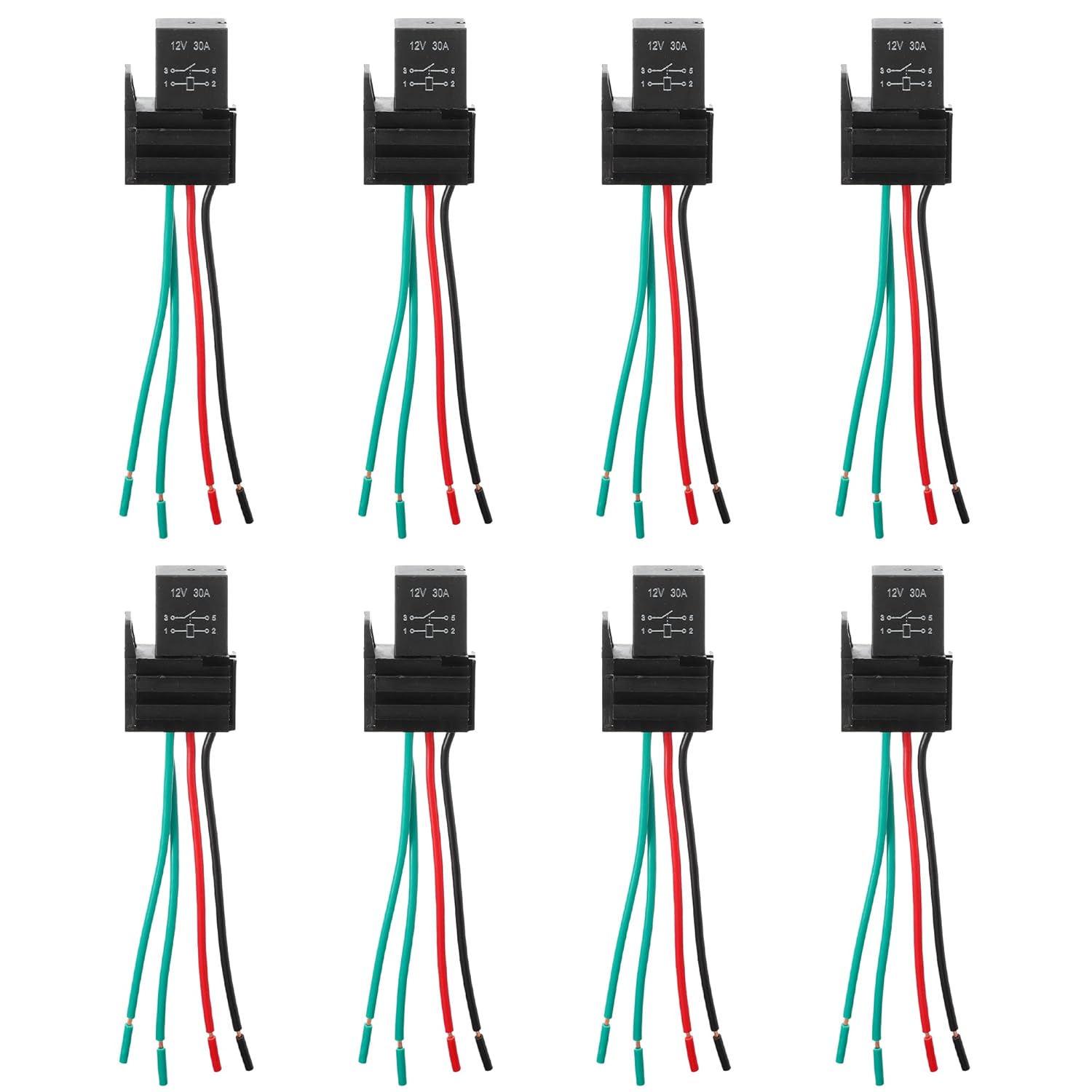 X AUTOHAUX 8 Pcs 4 Pin Auto Car SPDT Relay DC 12V 30A with Harness ...