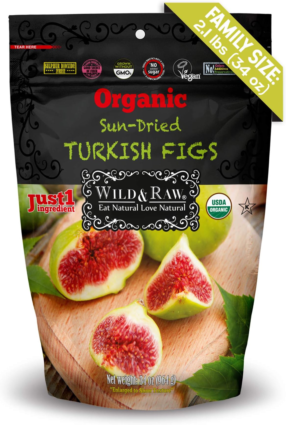 Amazon.com: ORGANIC TURKISH FIGS - BULK SIZE - 2.1lbs (34oz) - Kosher ...