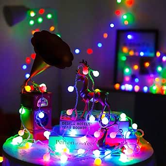 TORCHSTAR 33ft 100 LEDs Globe Fairy Lights Plug-in, 8 Modes Color ...