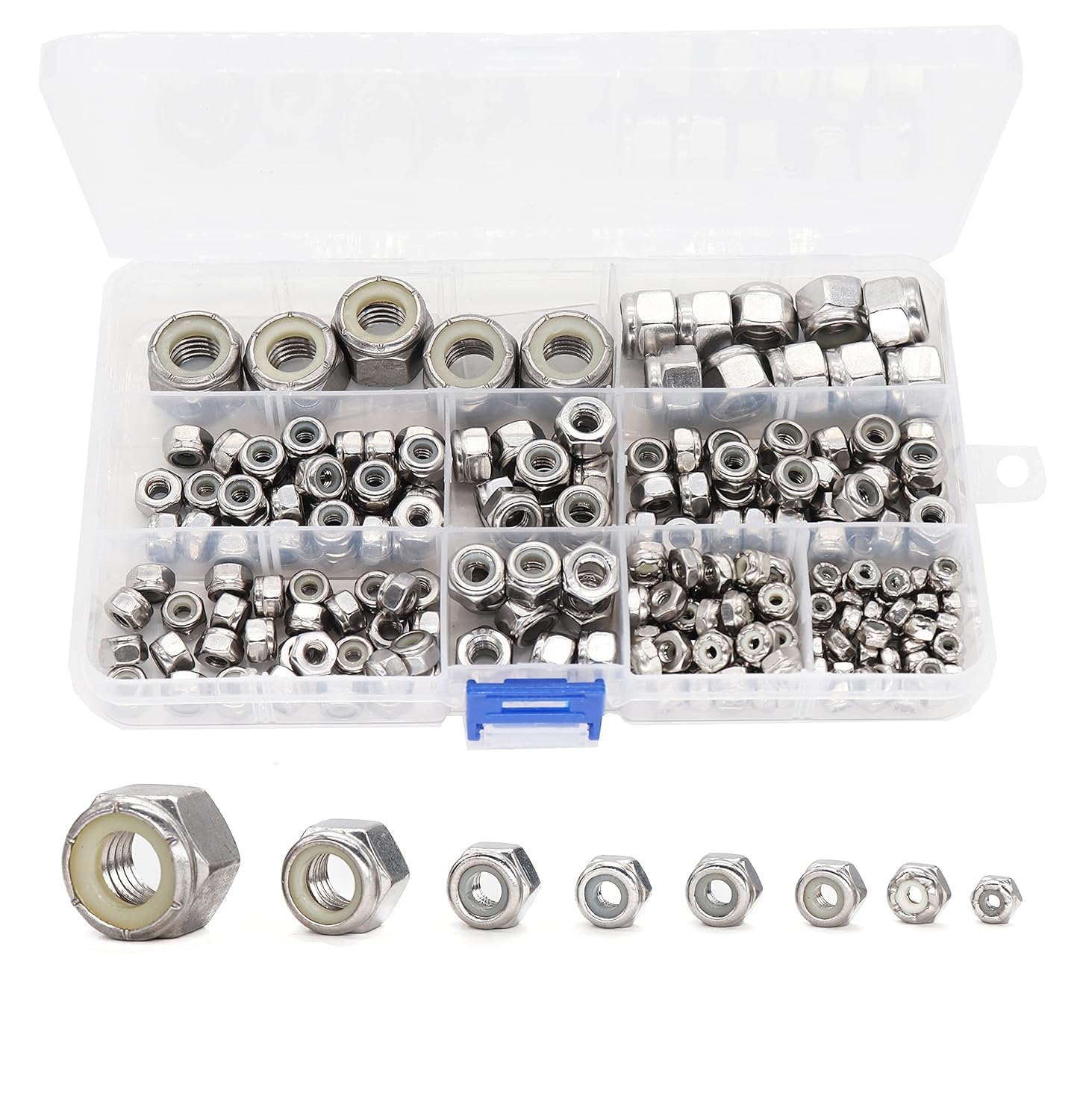 Meehua 175Pcs 9 Sizes Lock Nut Assortment Kit,316 Stainless Steel ...