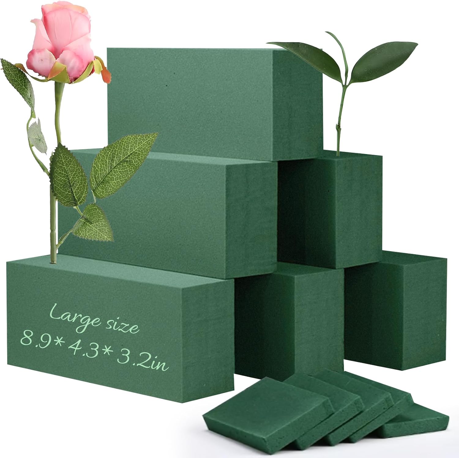 Amazon.com: 6Pcs Floral Foam Blocks,8.9"LX4.3"WX3.2"H Plant Foam,Green ...