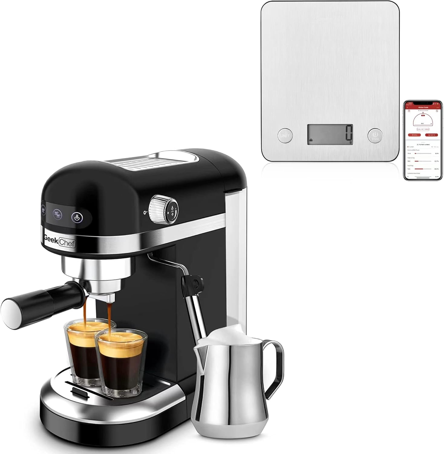 Amazon.com: Geek Chef 20 Bar Espresso Machine and Food Scale,Smart Food ...