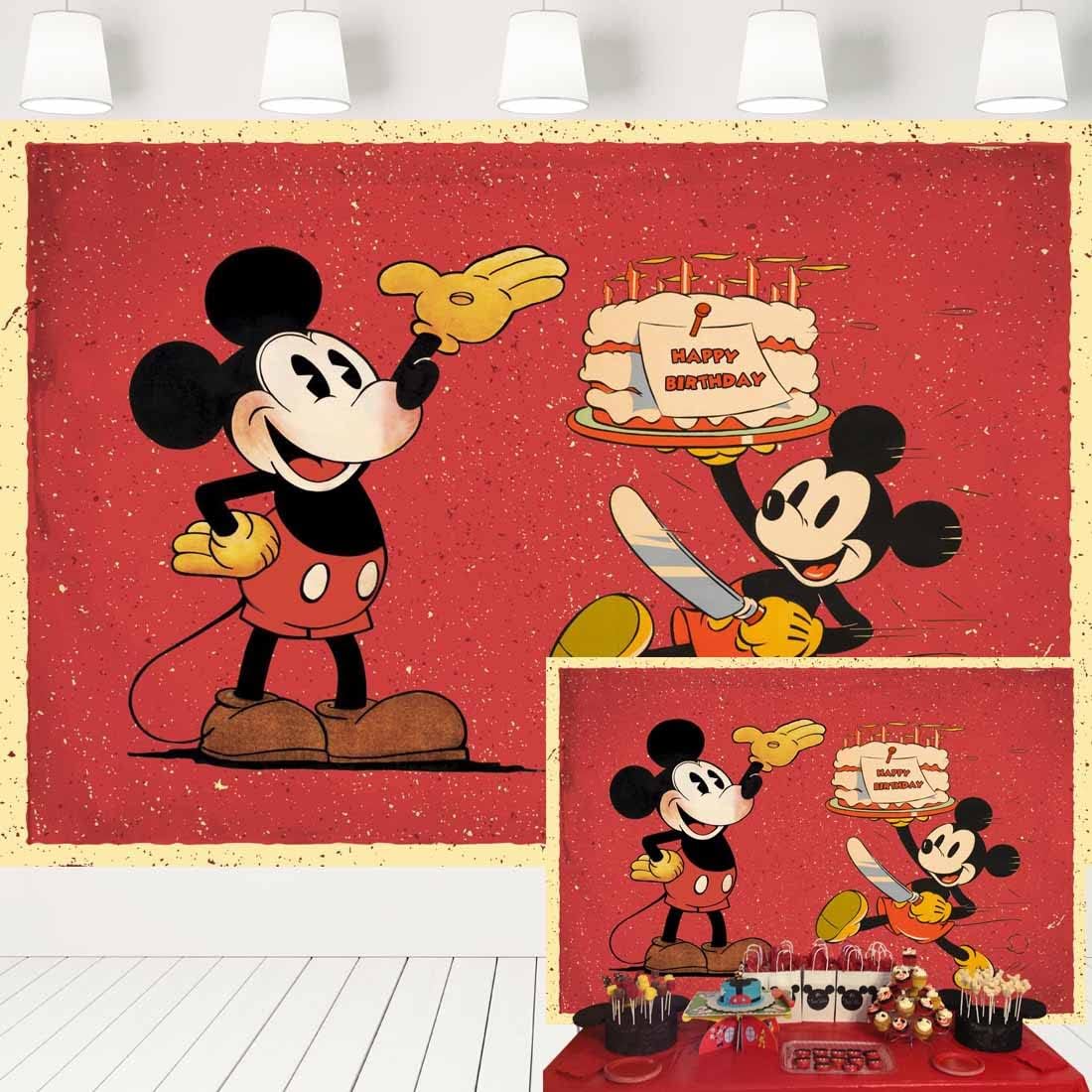 Amazon.com: Vintage Mickey Mouse Backdrop 5x3ft Classic Mickey Mouse ...