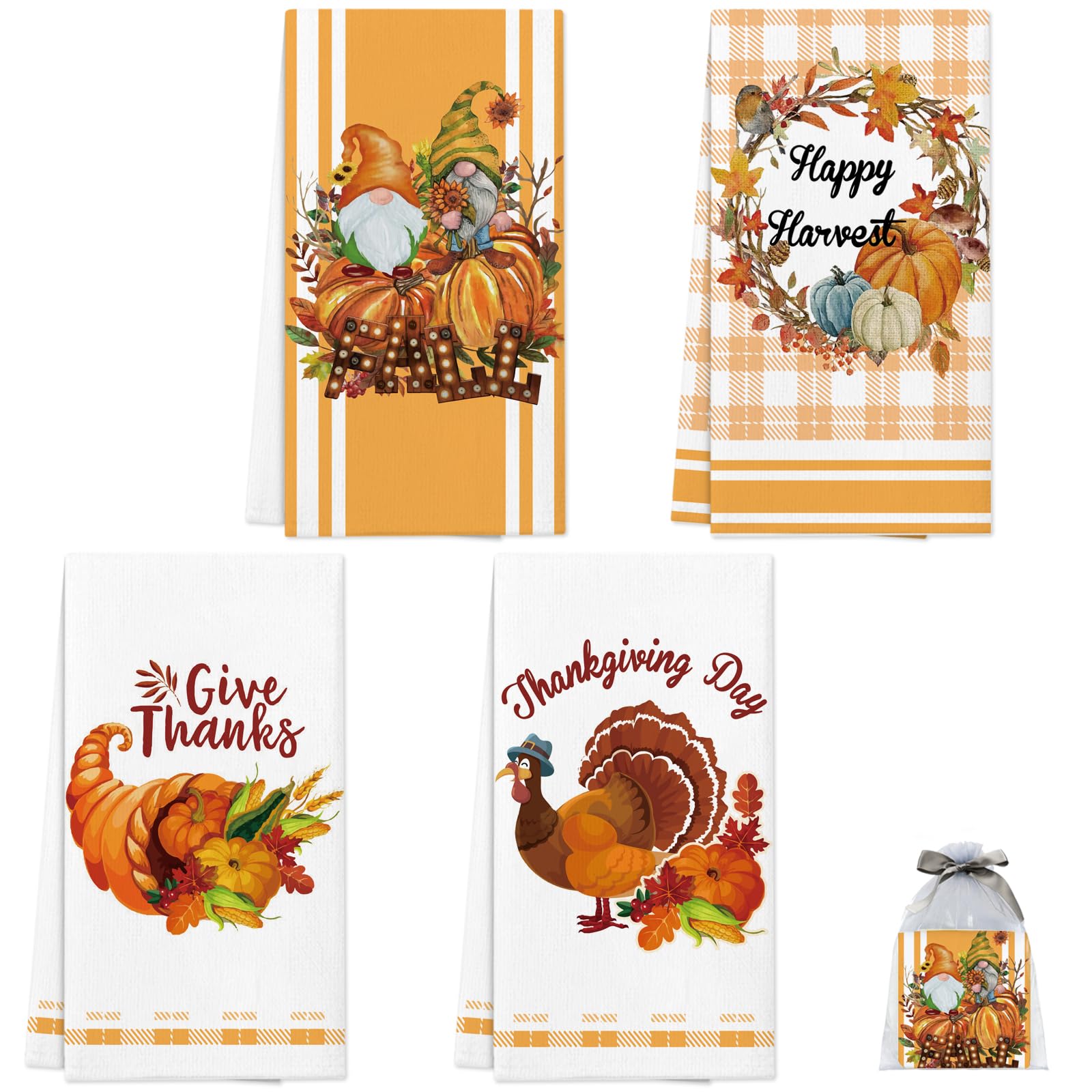 Amazon.com: Nialnant Thanksgiving Kitchen Towels,Hello Pumpkin Dish ...