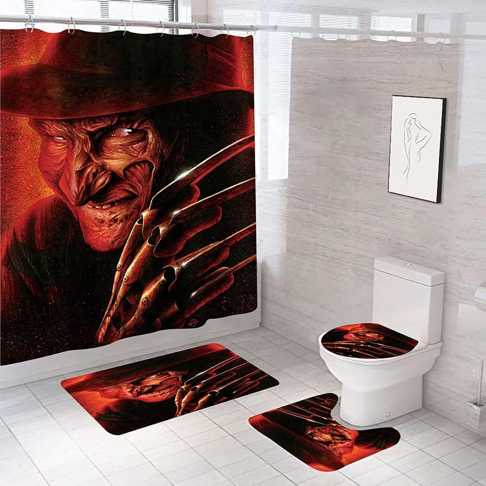 Amazon.com: 4 Piece Horror Shower Curtain Sets with Non-Slip Rugs ...