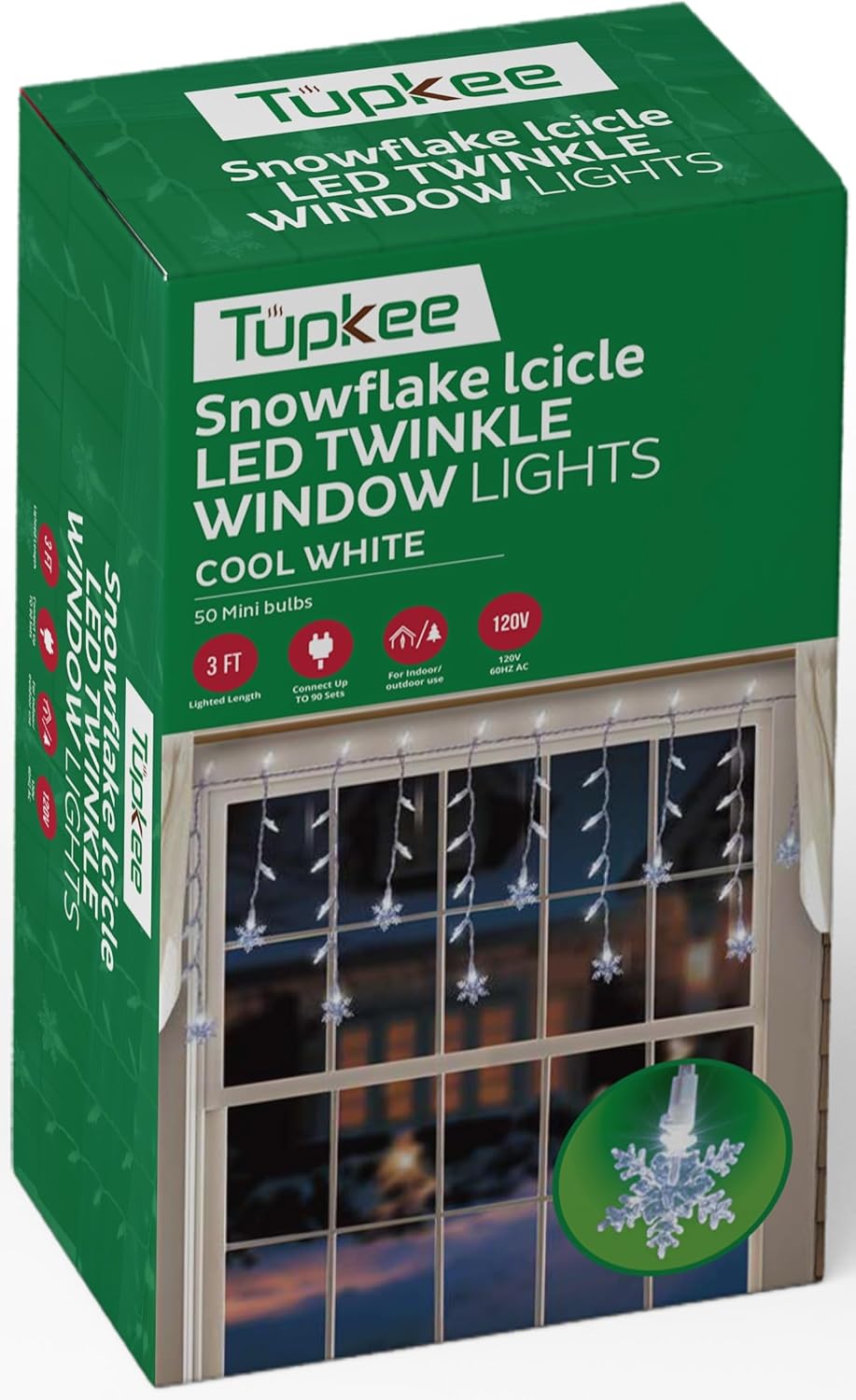 Amazon.com: Tupkee LED Twinkle Window Icicle Snowflake Lights - 3 Feet ...