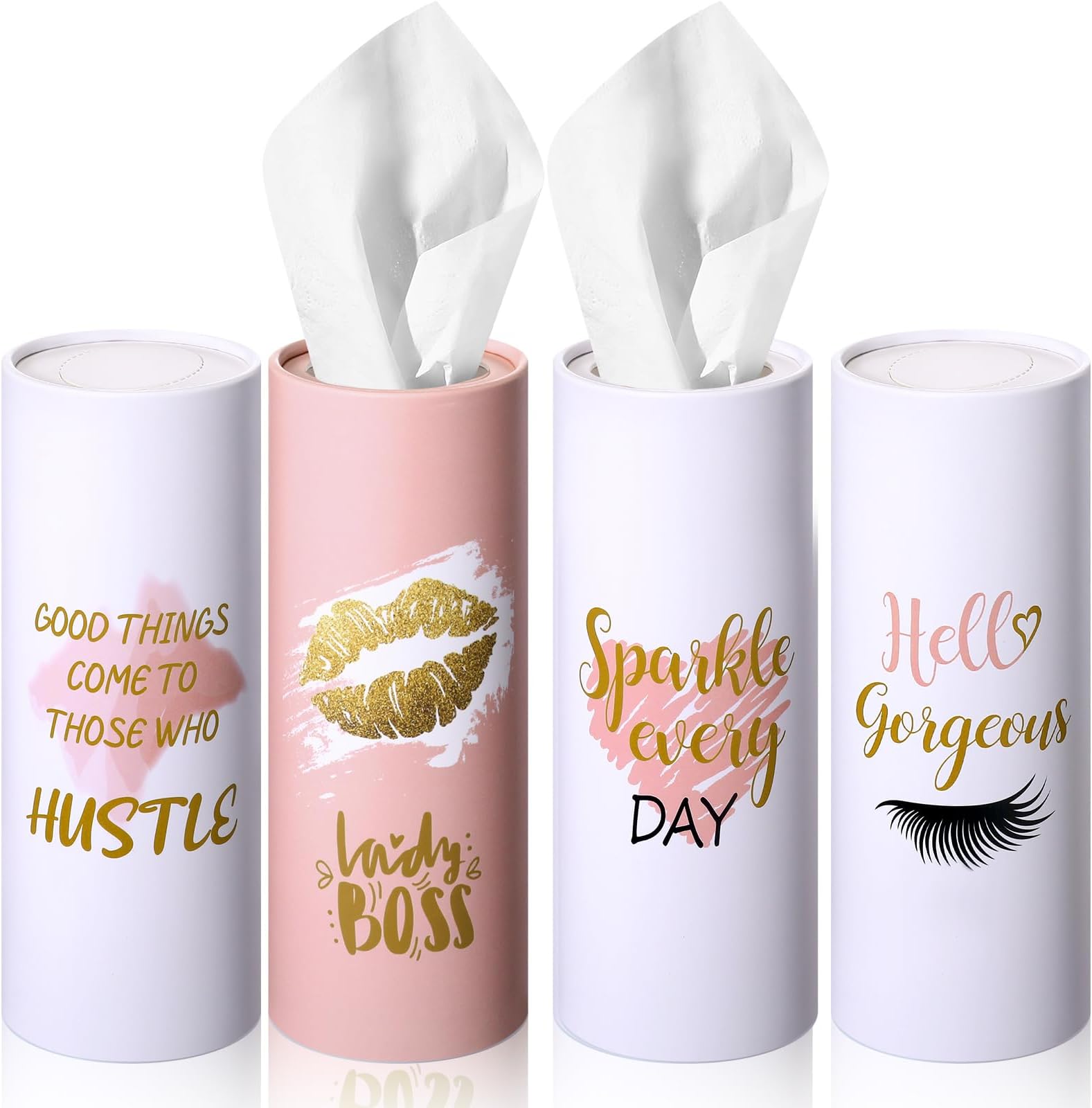 Amazon.com: Yinder 4 Pcs Car Tissues Boxes Travel Cylinder Tissue Boxes ...