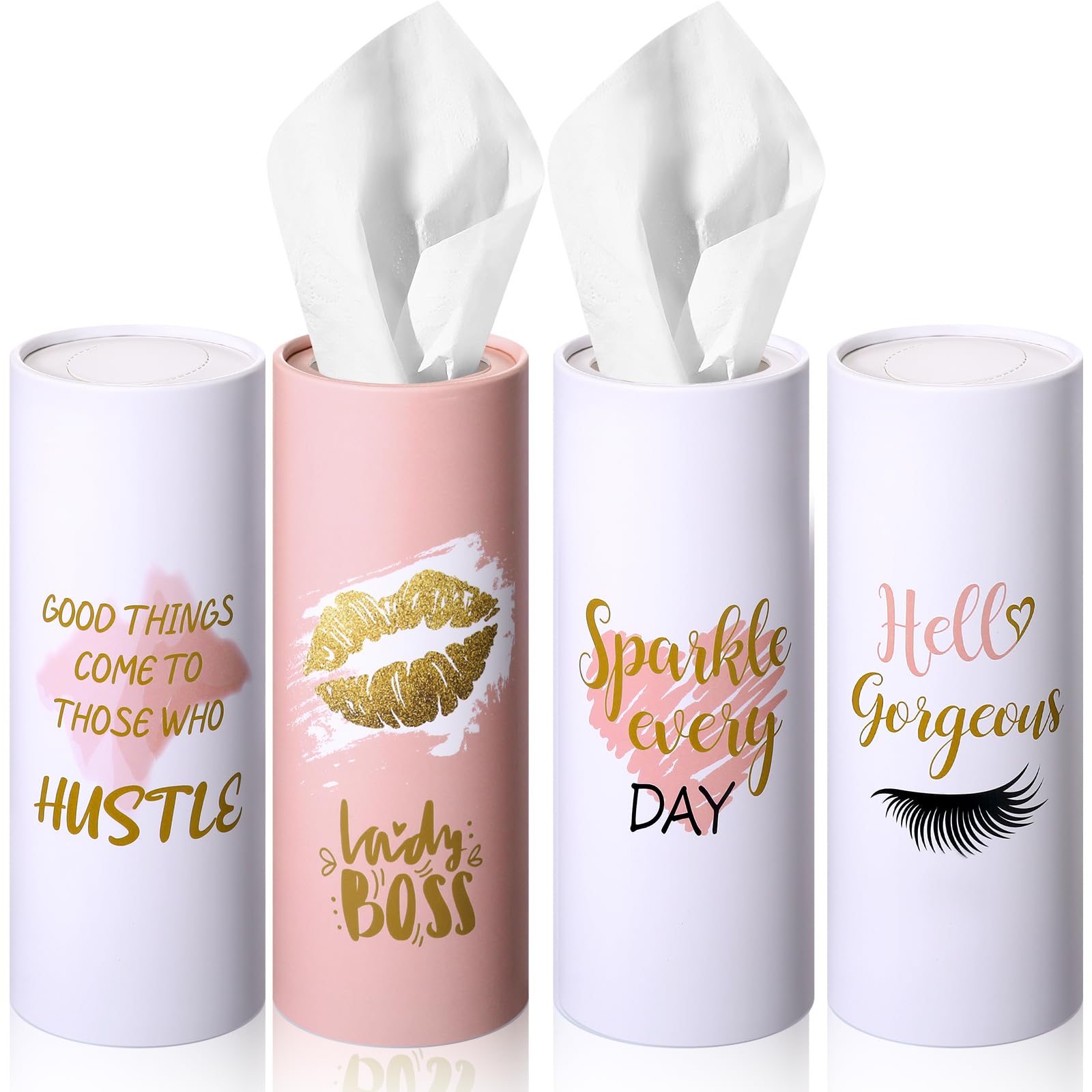 Amazon.com: Yinder 4 Pcs Car Tissues Boxes Travel Cylinder Tissue Boxes ...