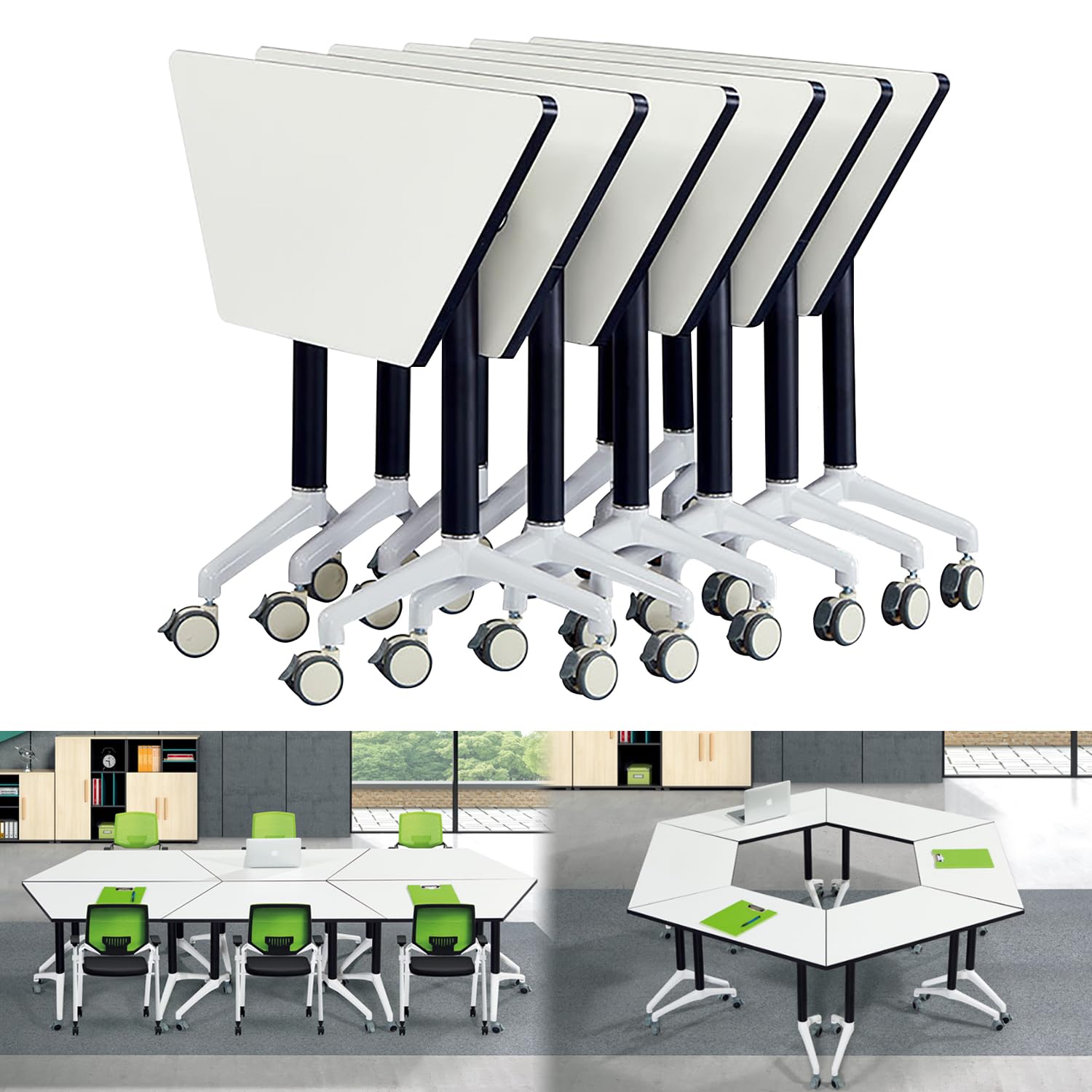 Amazon.com: Foldable Conference Room Tables,Flip Top Mobile Training ...