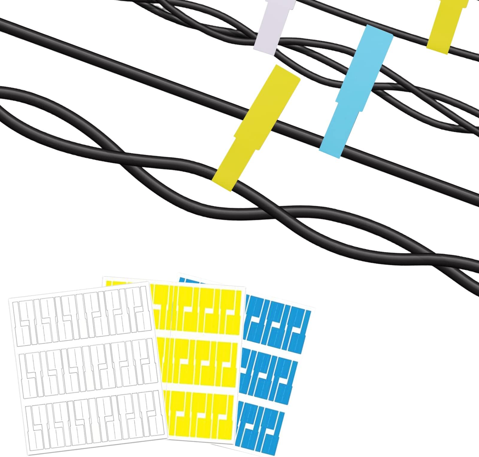 90 Pcs Cable Labels, 3 Colours Self-Adhesive Cable Markers Cable Labels ...