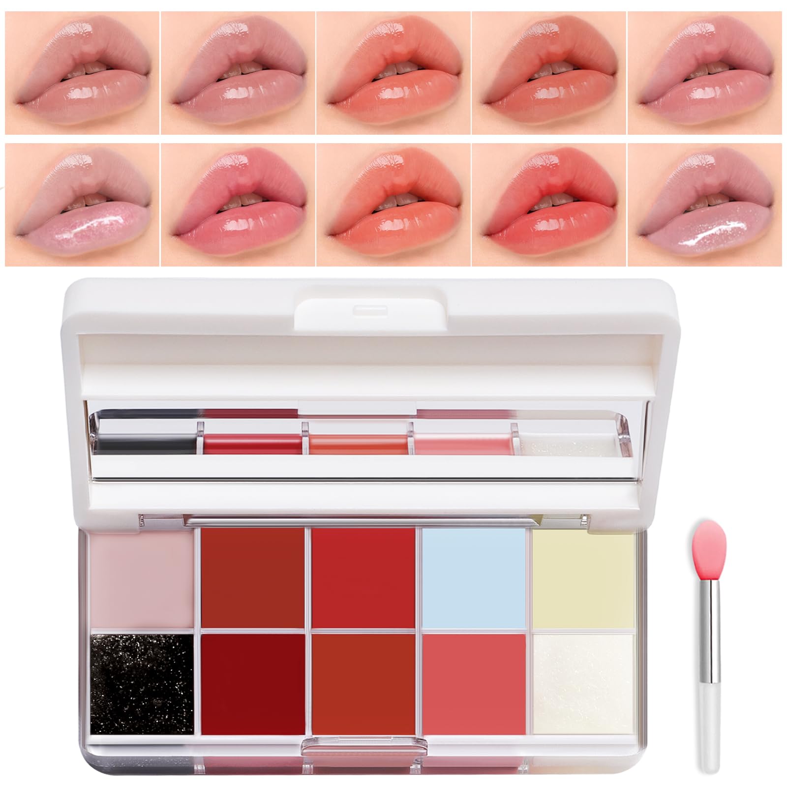 Snapklik.com : DAGEDA Lip Gloss Palette,10 Colors Glossy Lipstick Palette