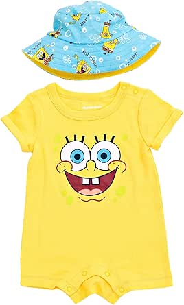 Amazon.com: SpongeBob SquarePants Mameluco y sombrero para bebé recién ...