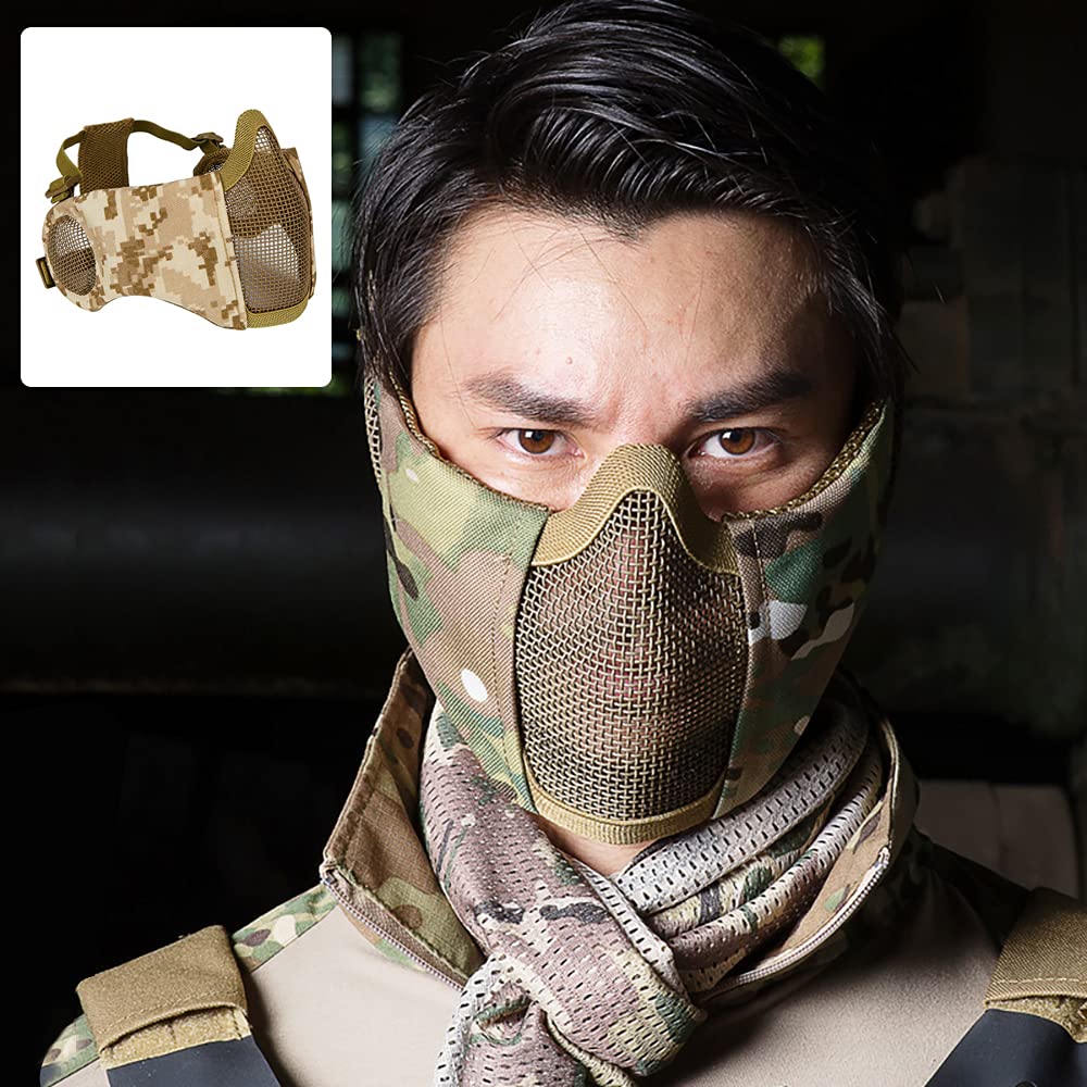 Snapklik.com : AOUTACC Airsoft Mask, Half Face Mesh Masks